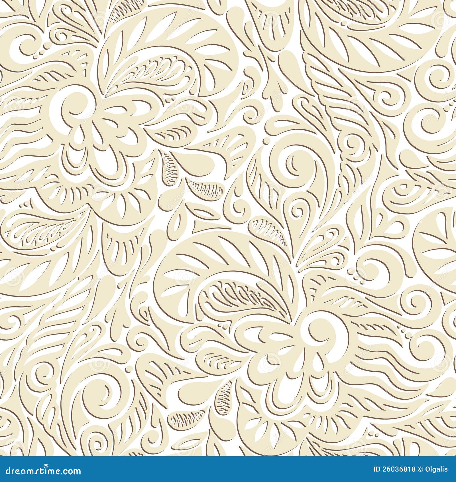 Seamless Abstract Curly Floral Pattern Stock Illustration ...