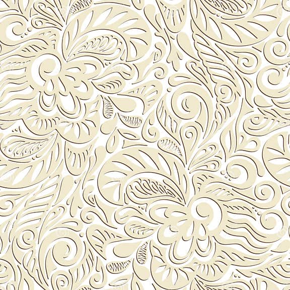Seamless Abstract Curly Floral Pattern Stock Illustration ...