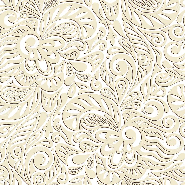 Seamless Abstract Curly Floral Pattern Stock Illustration ...