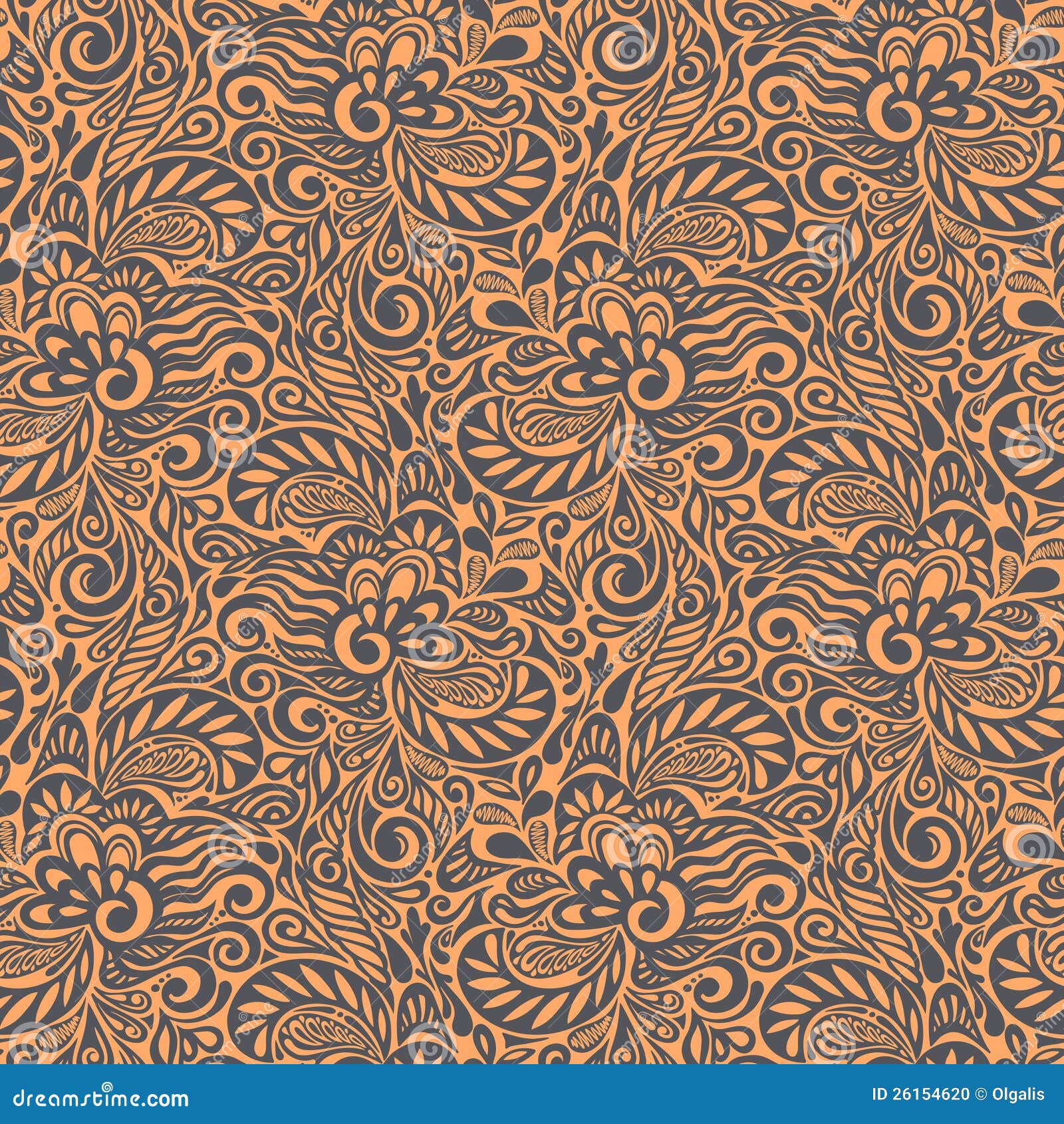 Seamless Abstract Curly Floral Pattern Stock Illustration ...