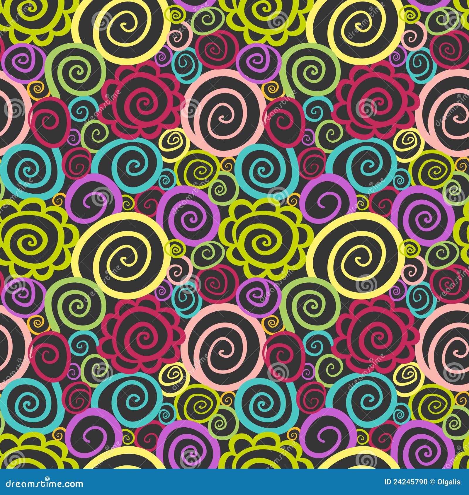Seamless Abstract Curly Wave Pattern Stock Illustration - Illustration ...