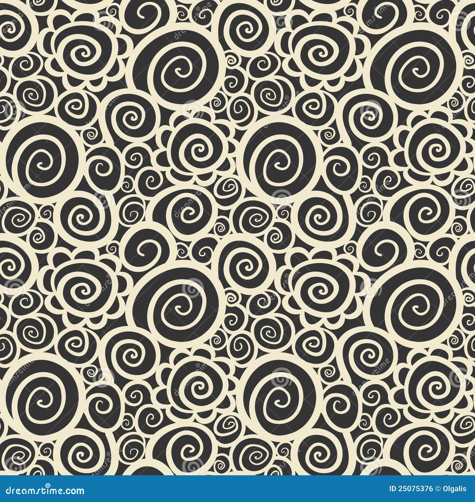 Seamless Abstract Curly Wave Pattern Stock Illustration - Illustration ...