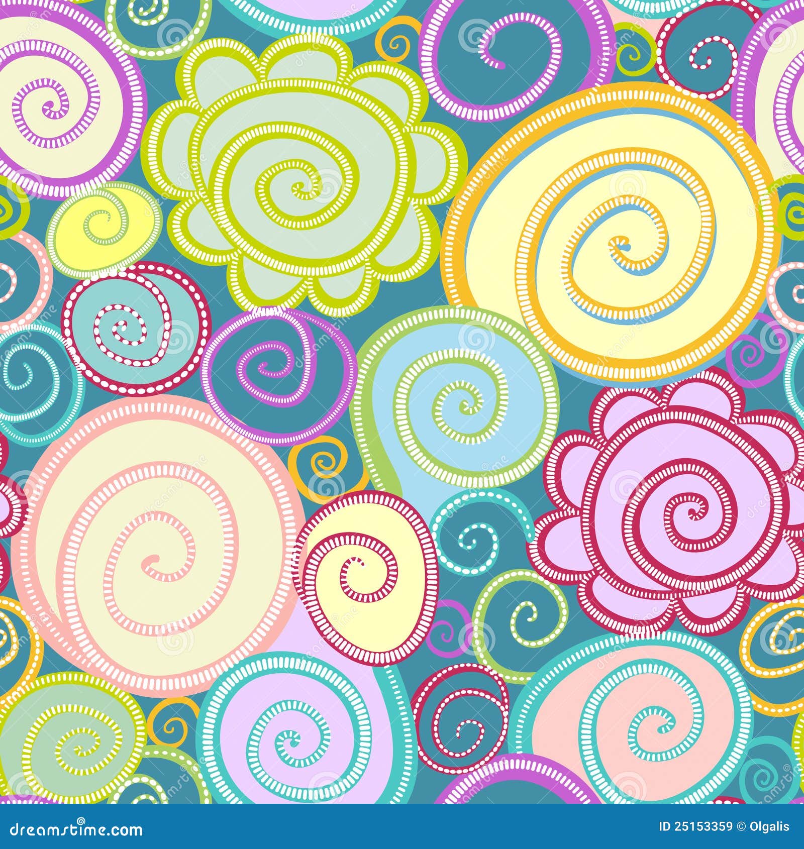 Seamless Abstract Curly Wave Pattern Stock Illustration - Illustration ...