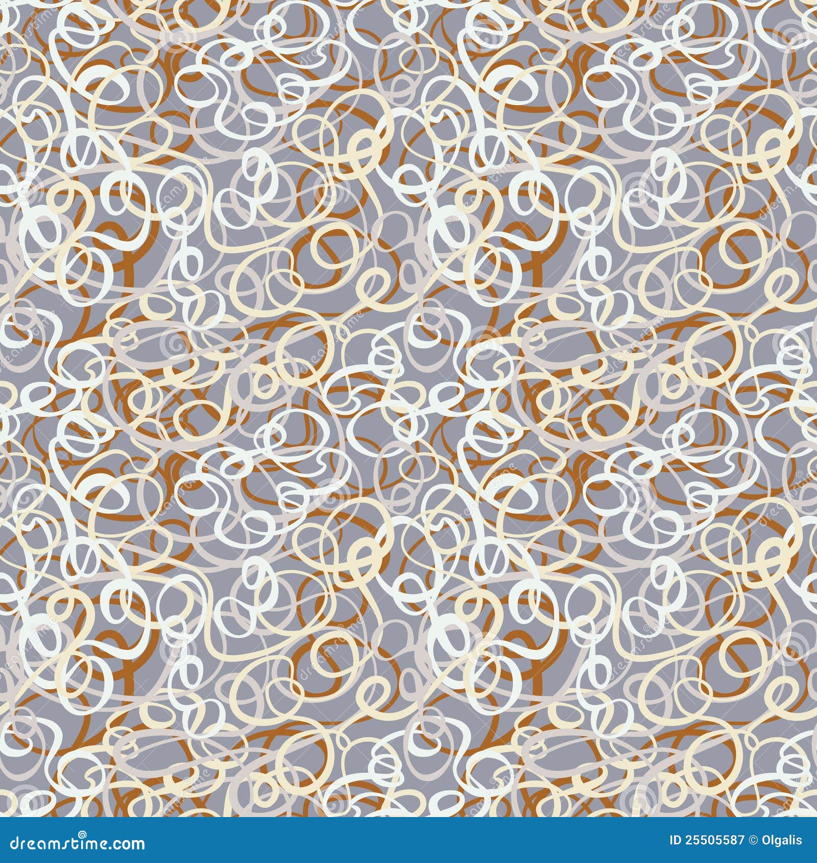 Sea Curly Wave Seamless Pattern Isolated On White Background. Cartoon ...