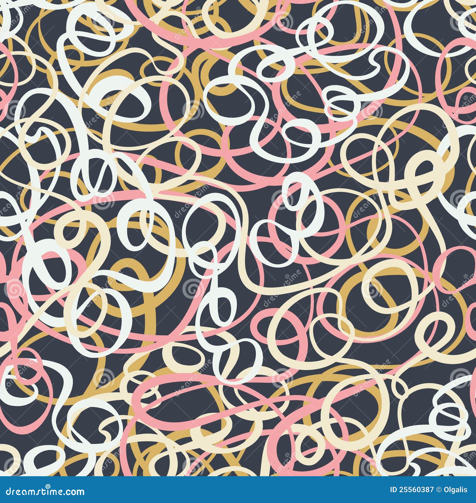 Seamless Abstract Curly Wave Pattern Stock Illustration - Illustration ...