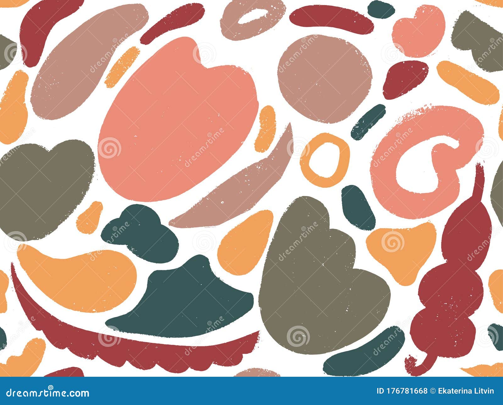 Seamless Abstract Doodle Background Pattern in Bright Summer Positive ...