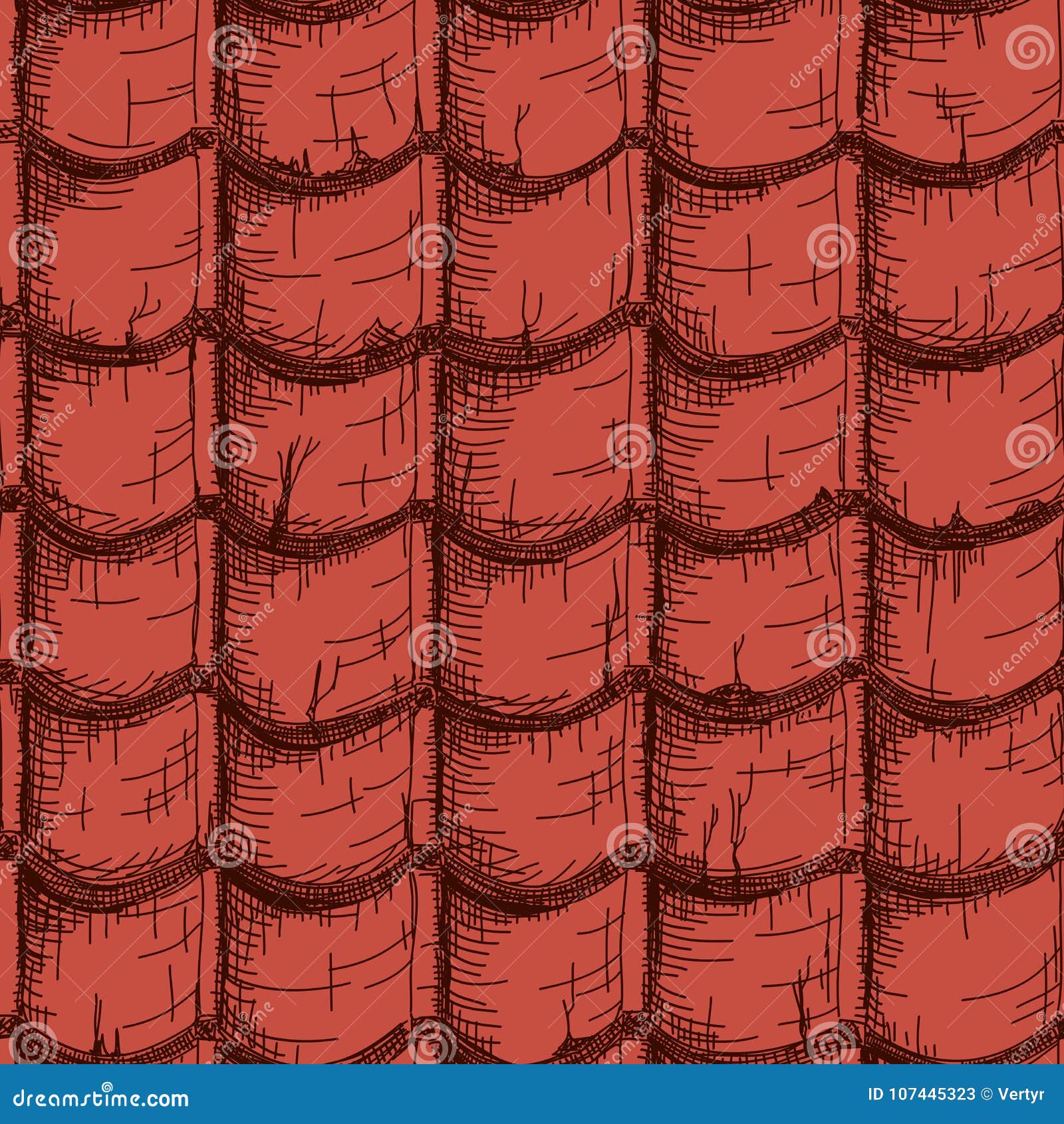 Seamless Abstract Drawn Red Roof Tile. Stock Vector - Illustration of ...