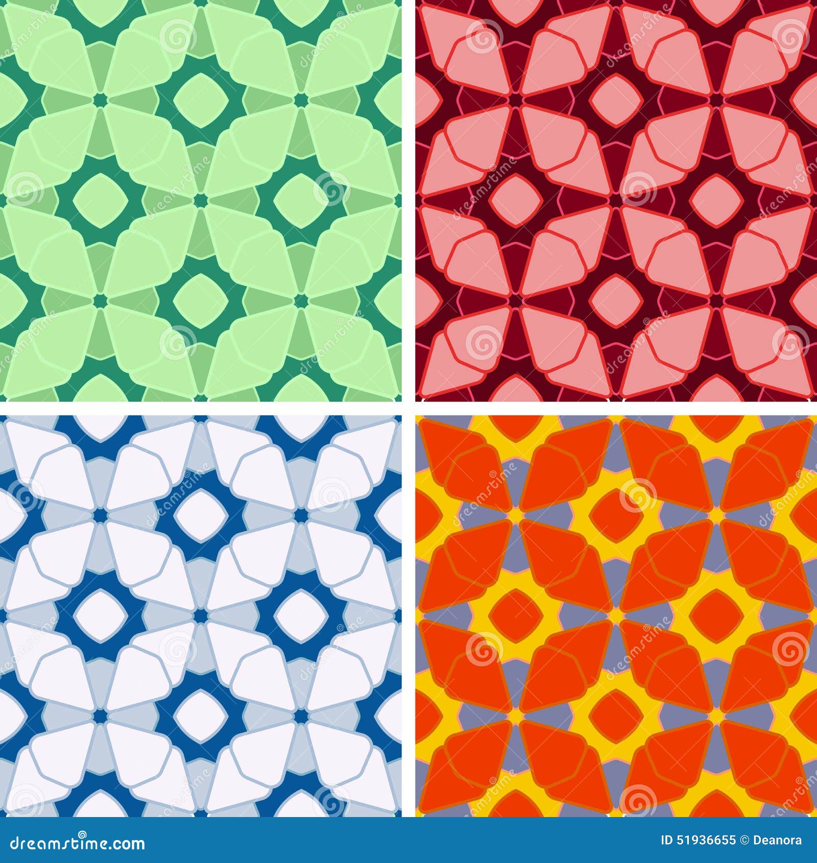 Seamless Abstract Figures Pattern Set Stock Vector - Illustration of ...