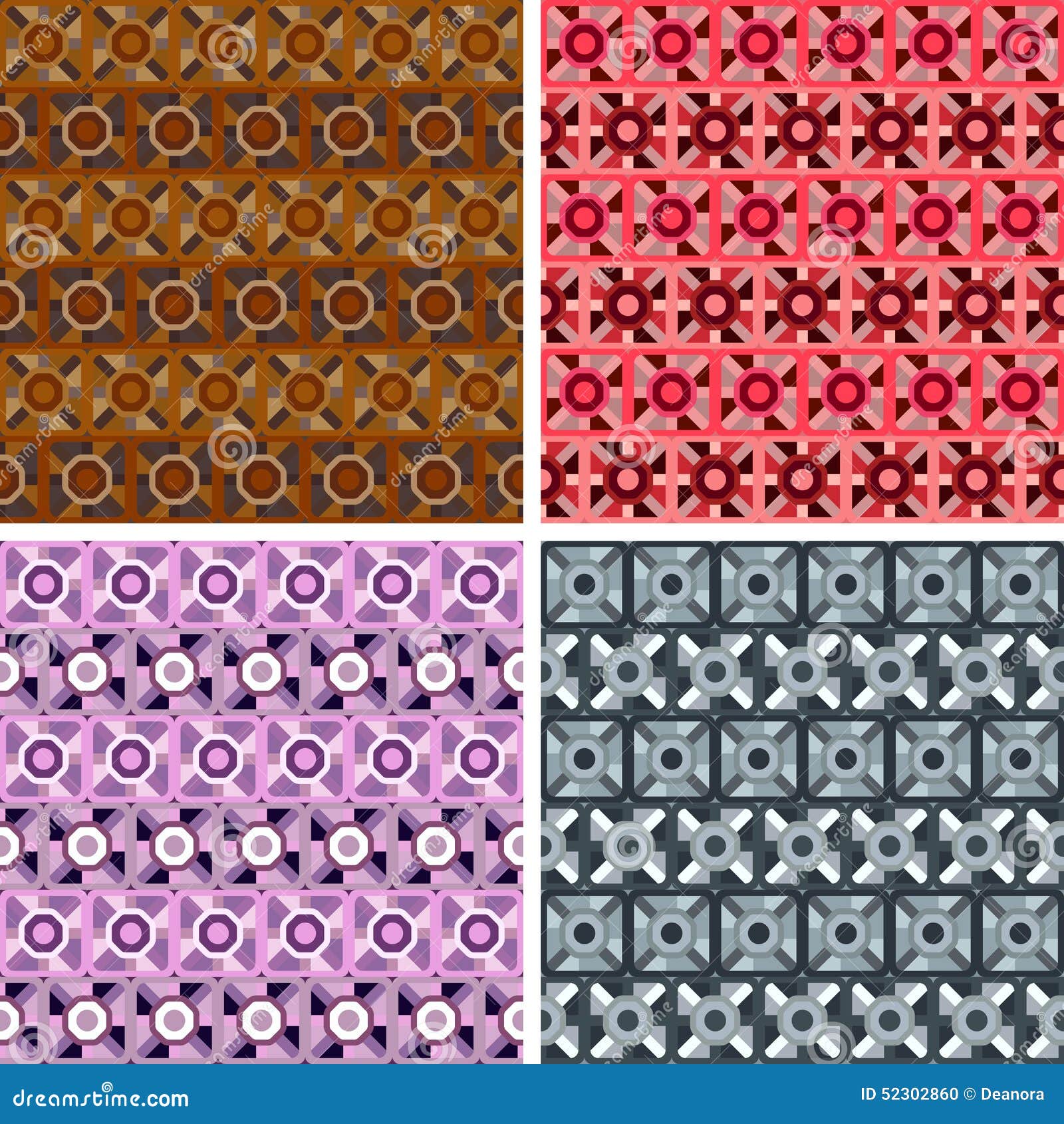 Seamless Abstract Figures Pattern Set Stock Illustration - Illustration ...