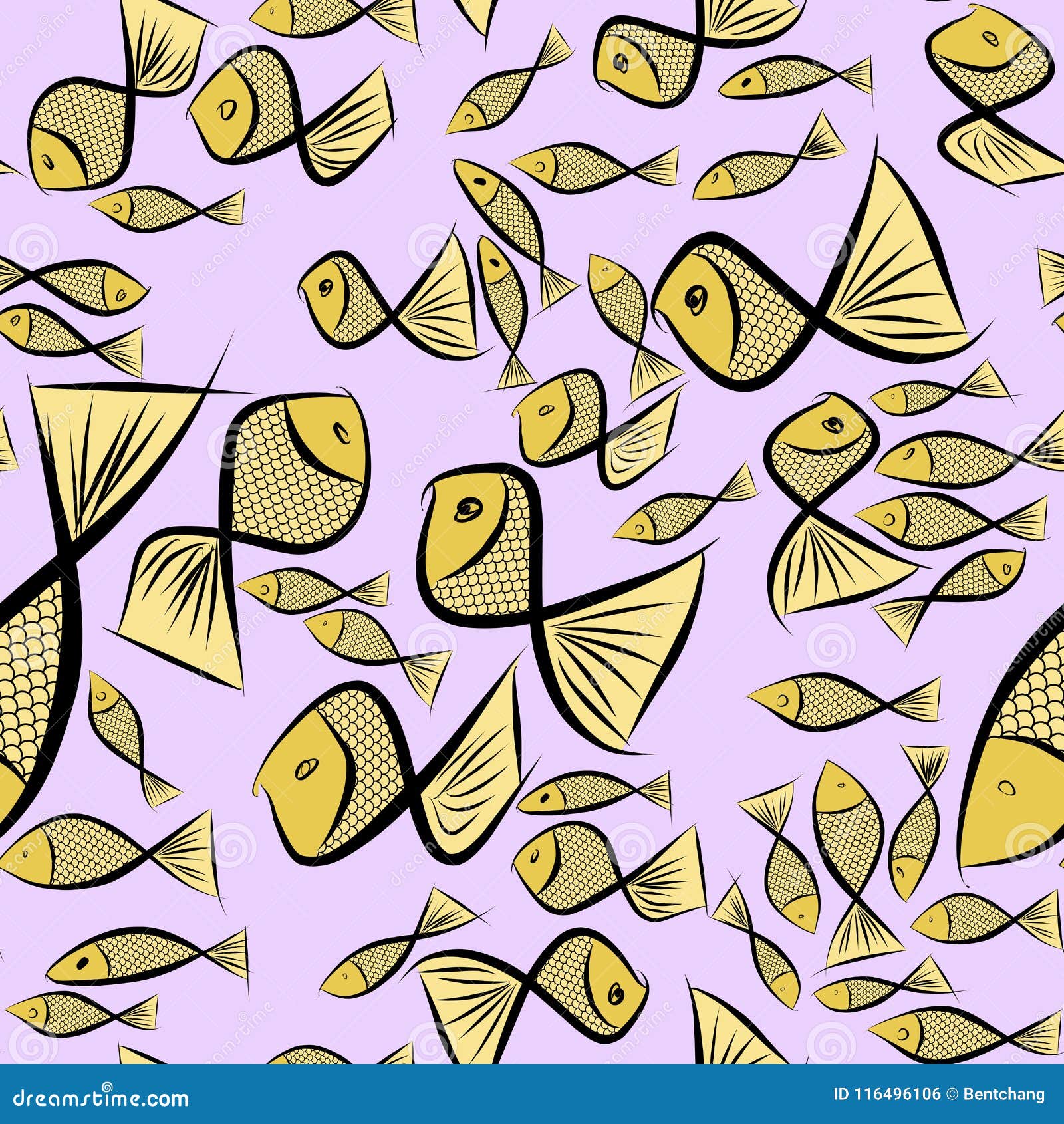 Seamless Abstract Fish Illustrations Background. Ocean, Pattern ...