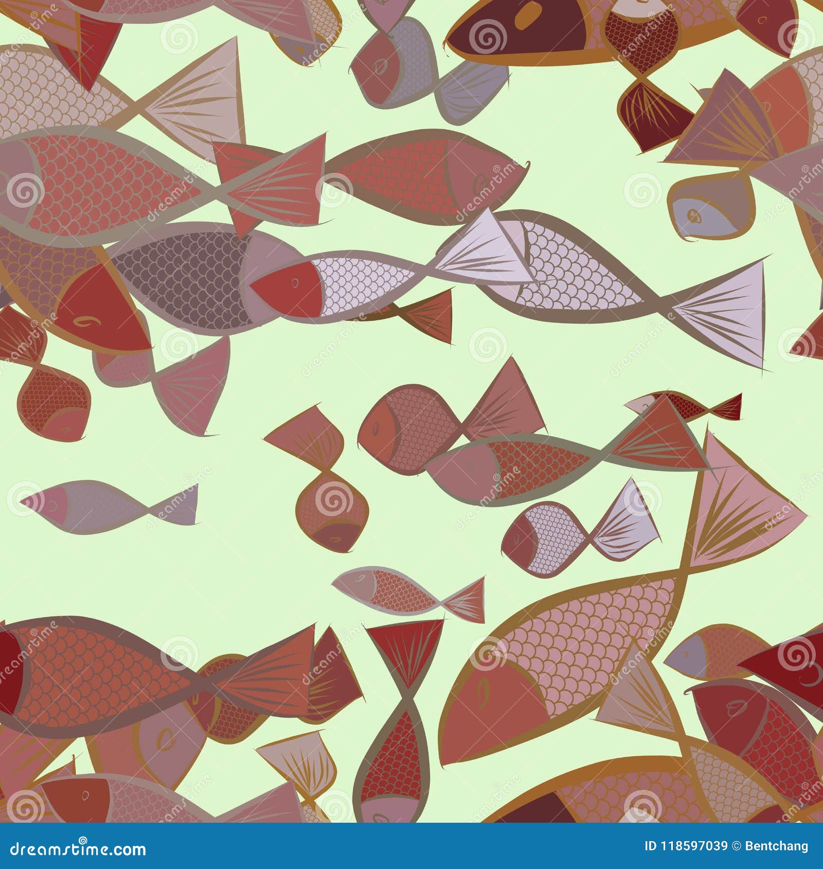 Seamless Abstract Fish Illustrations Background. Effect, Style, Concept ...