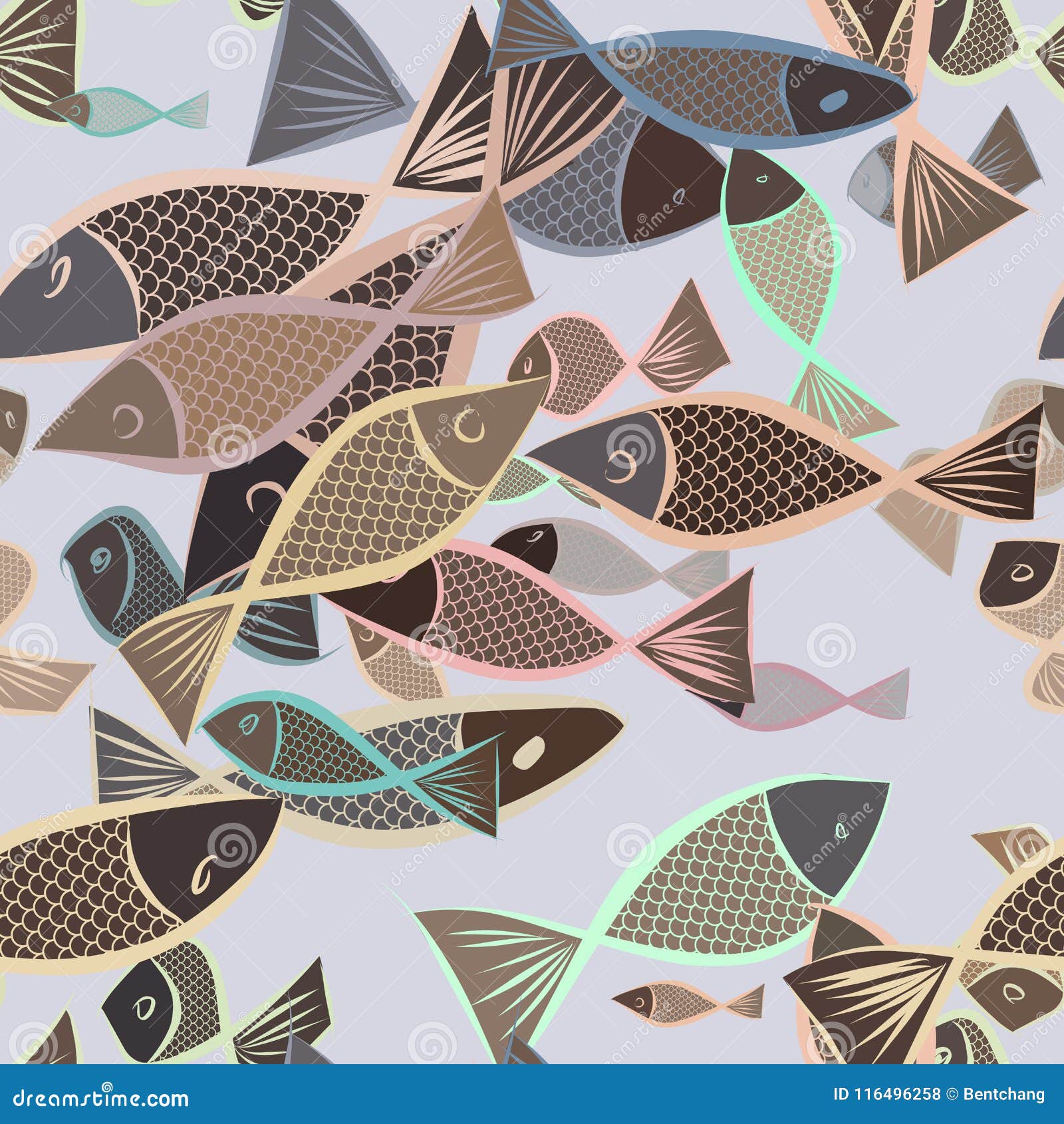 Seamless Abstract Fish Illustrations Background. Style, Creative ...