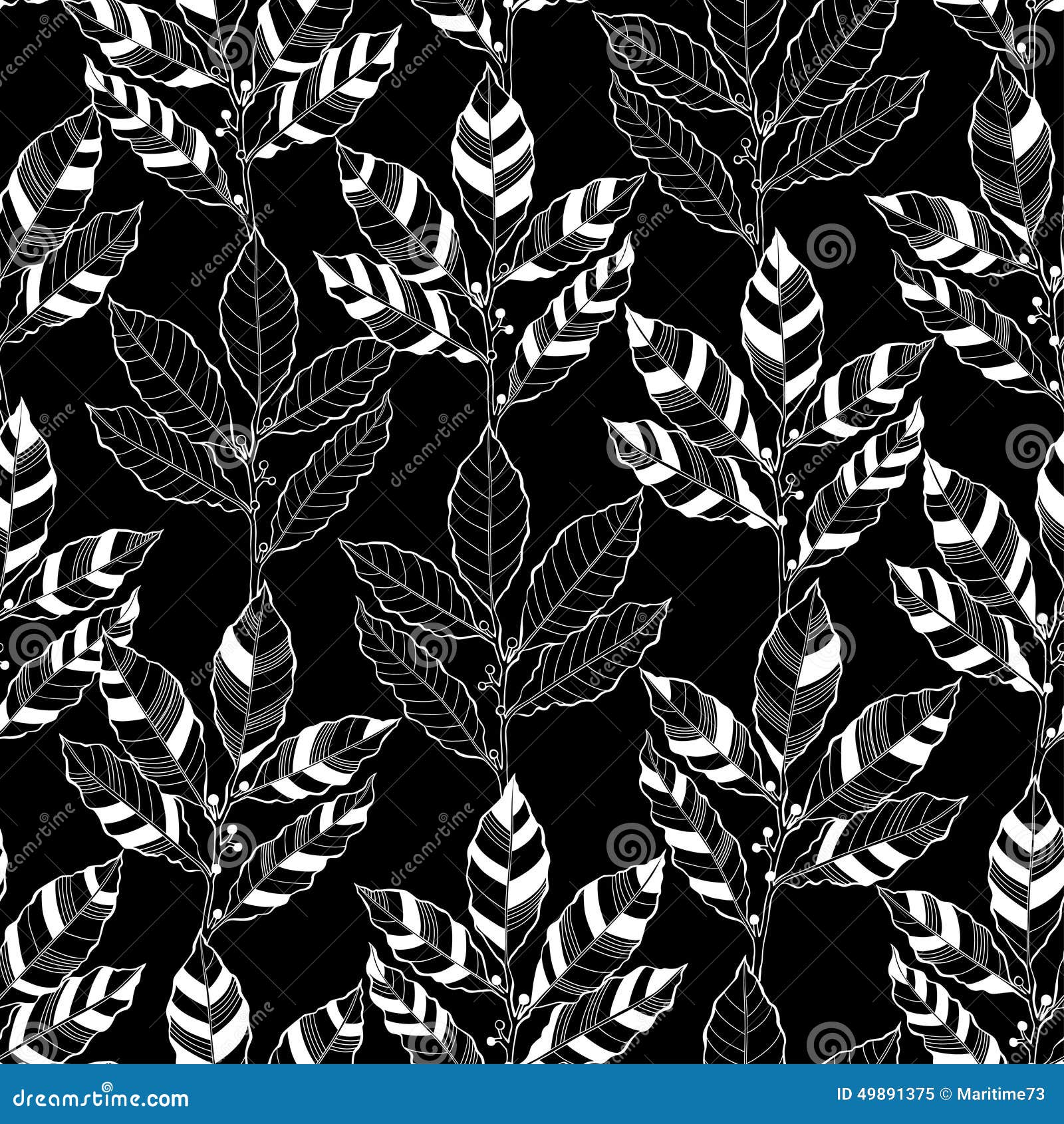 Seamless Abstract Floral Pattern. Black and White Illustr Stock ...