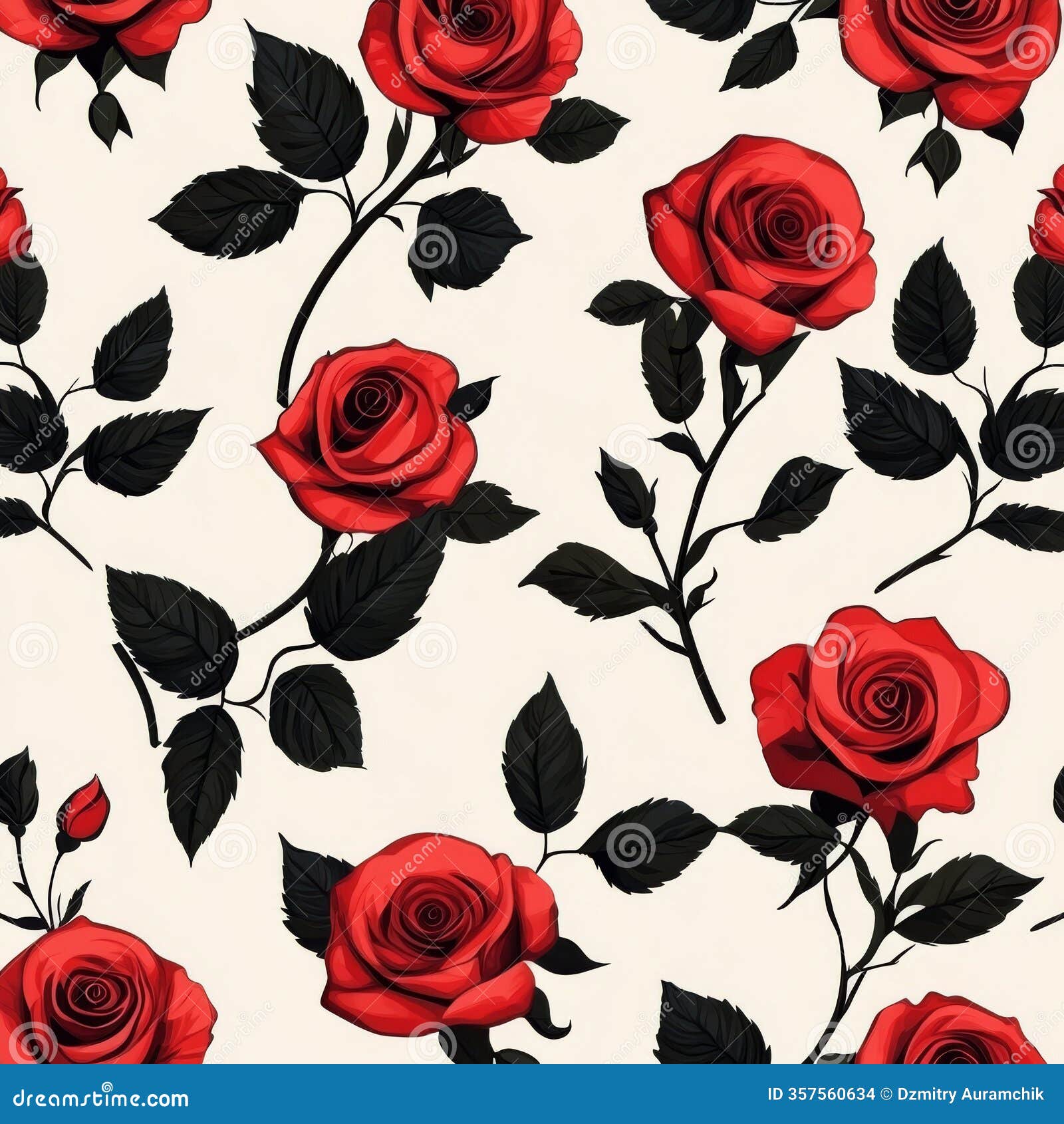 Seamless Abstract Floral Pattern Featuring Red Roses. Ideal for ...
