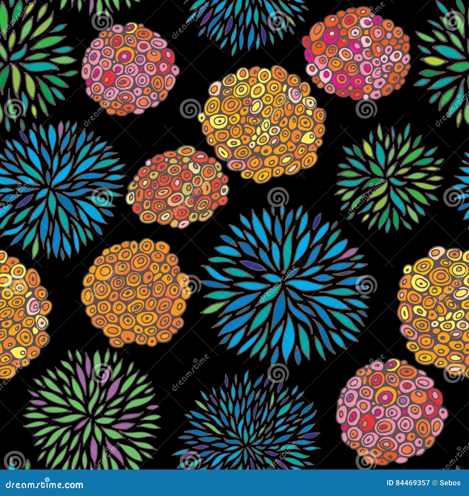 Seamless Abstract Floral Pattern. Hand Drawing Vector Ornament Stock ...