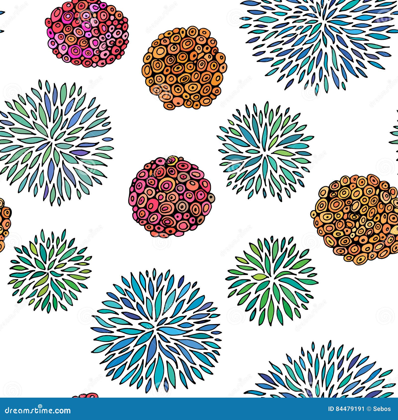 Seamless Abstract Floral Pattern. Hand Drawing Vector Ornament Stock ...