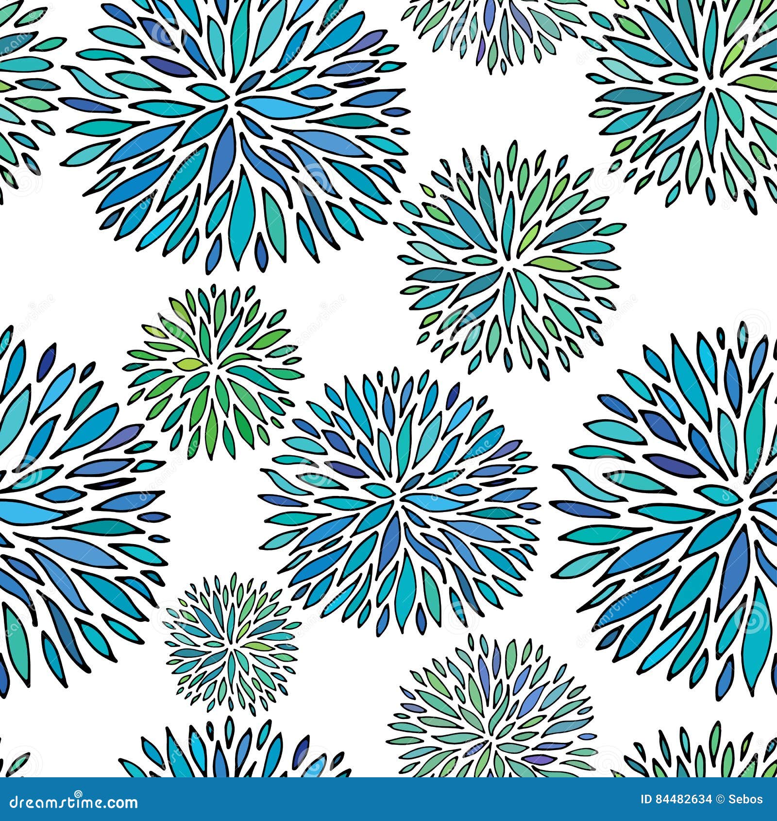 Seamless Abstract Floral Pattern. Hand Drawing Vector Ornament Stock ...