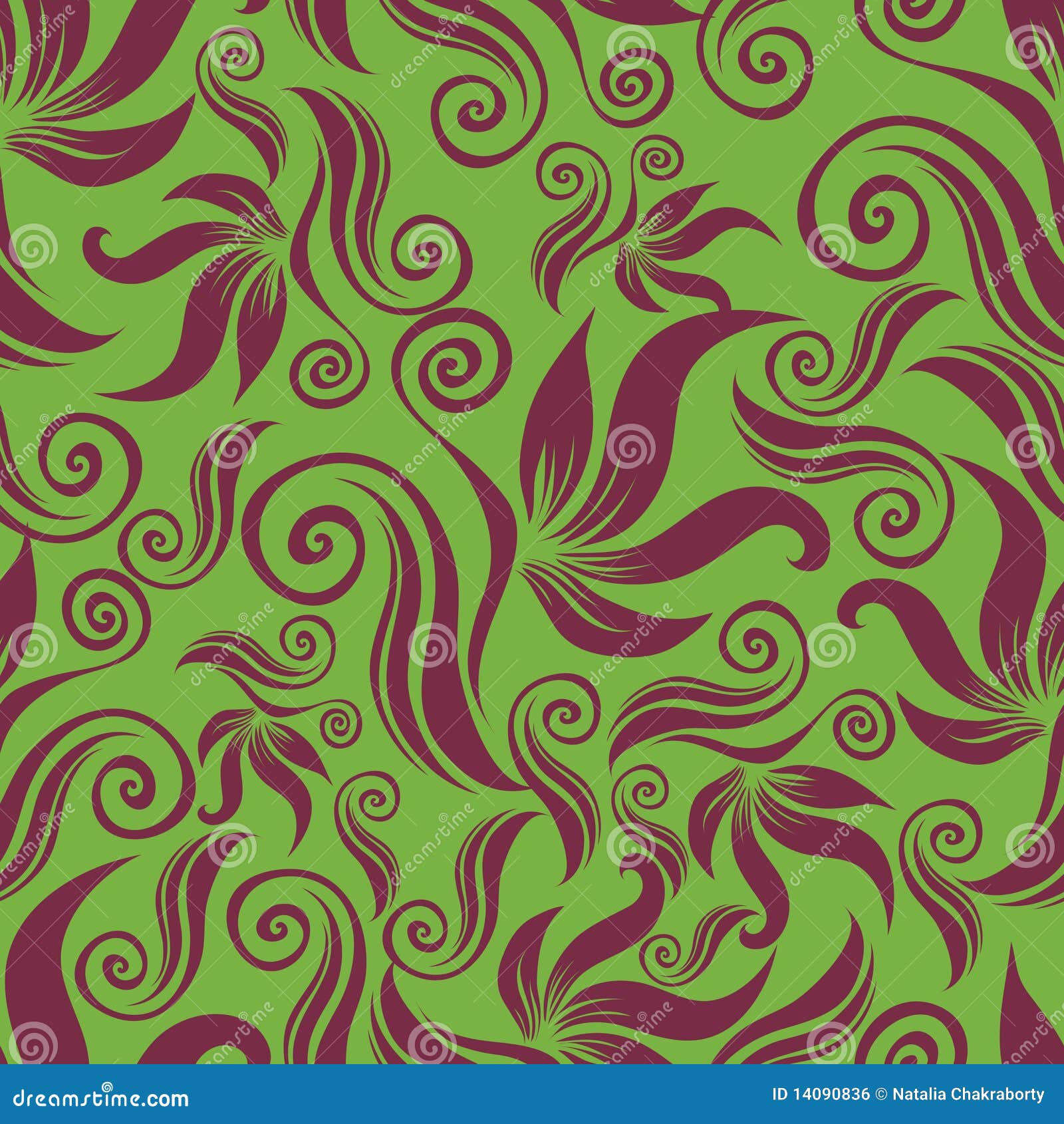 Seamless Abstract Floral Twirl Pattern Stock Vector - Illustration of ...