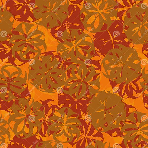 Seamless Abstract Floral Vector Pattern in Rust, Orange and Red Colors ...