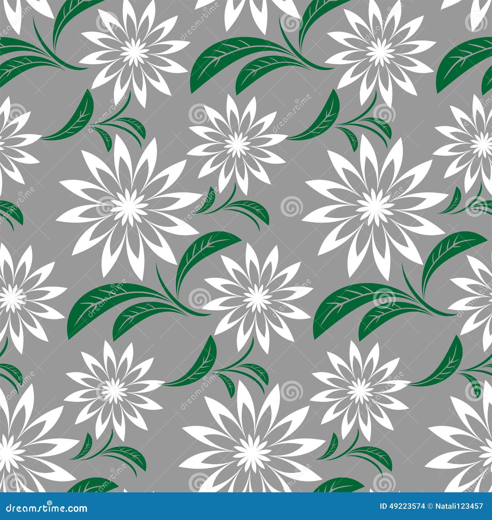 Seamless Abstract Flower Pattern on Gray Stock Vector - Illustration of ...