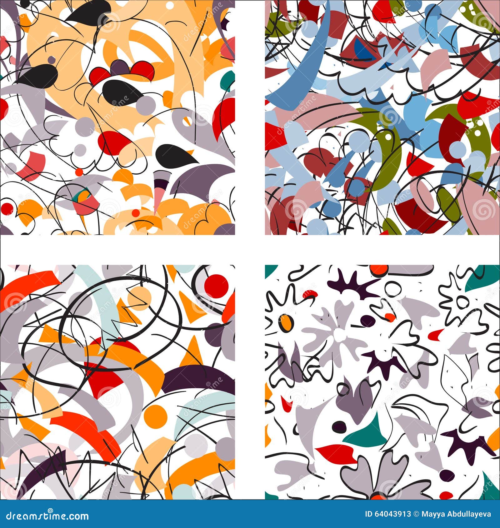 Seamless Abstract Flower and Shapes Pattern Stock Vector - Illustration ...