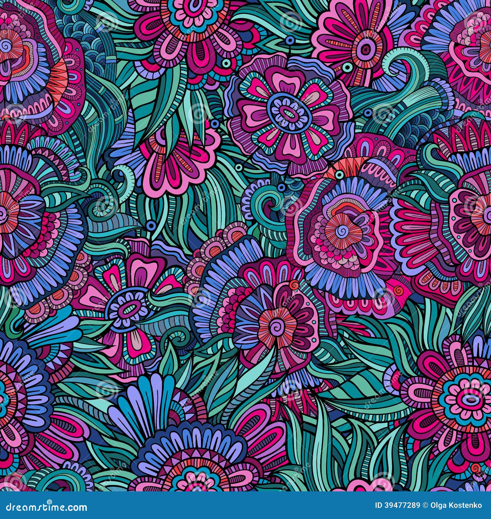 Seamless Abstract Flowers Pattern Stock Vector - Illustration of ...