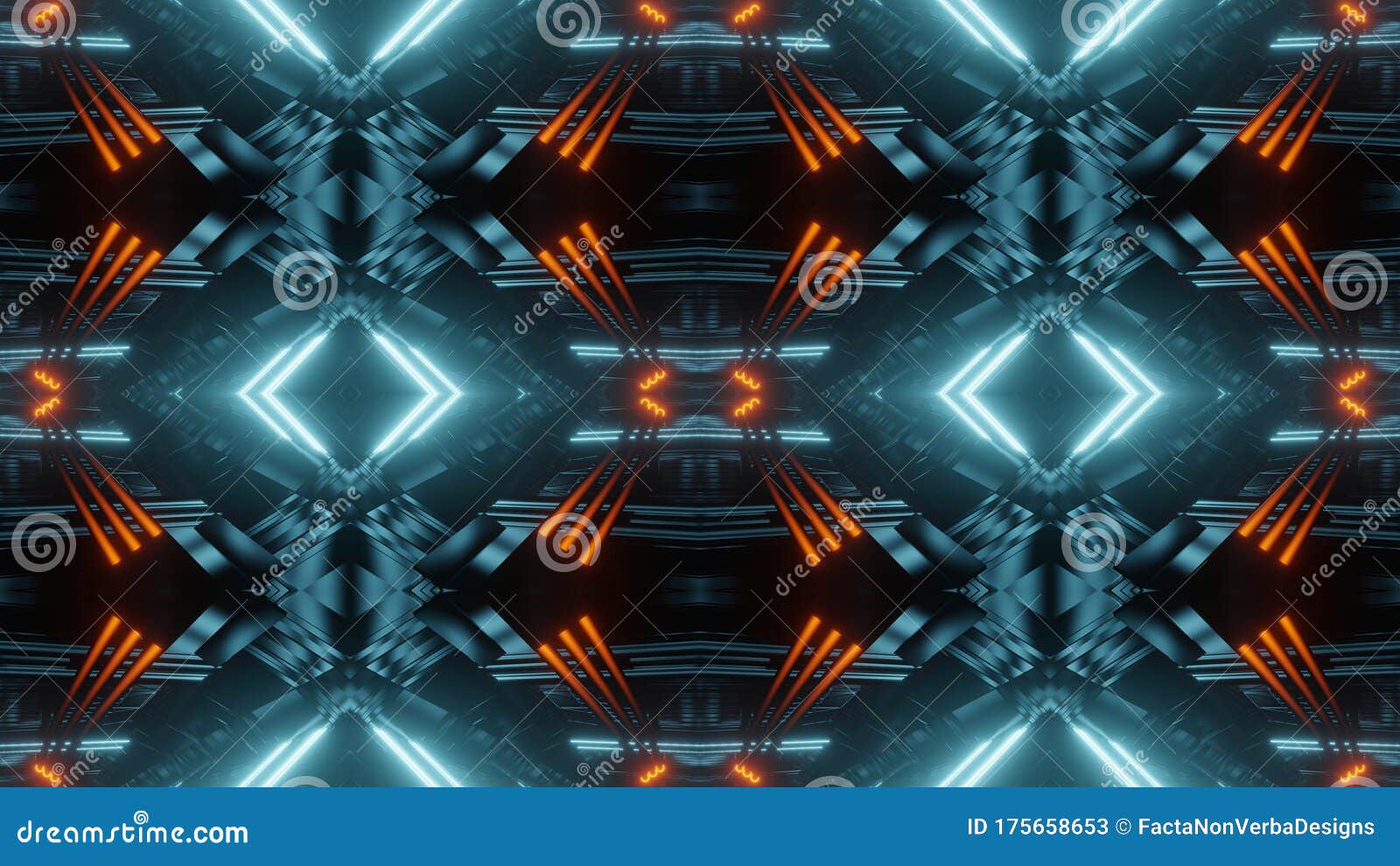 Seamless Abstract Futuristic Pattern Illustration 3d Render Stock ...
