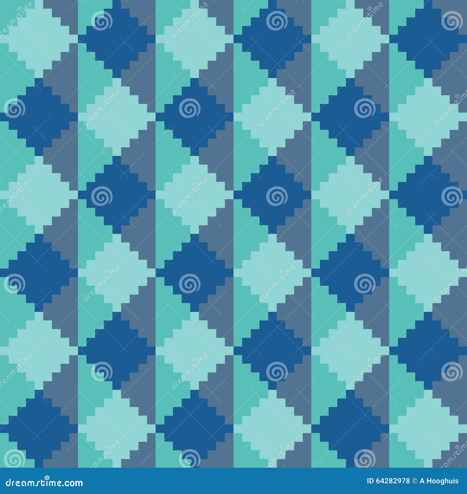 Seamless Abstract Geomatric Pixel Blue Diamond Pattern Stock Vector ...