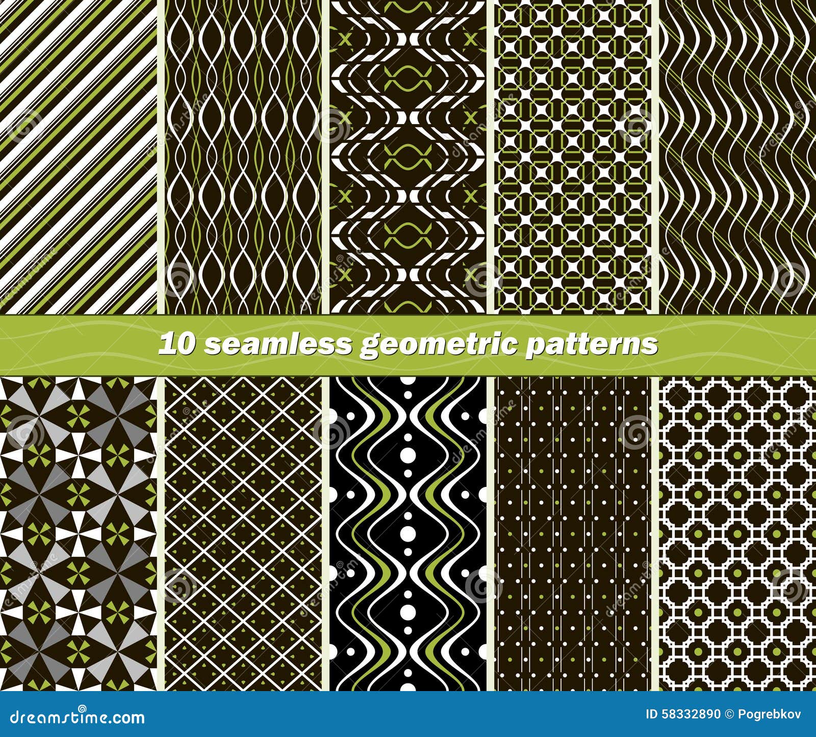 10 Seamless Abstract Geometric Contrasting Patterns Stock Vector ...