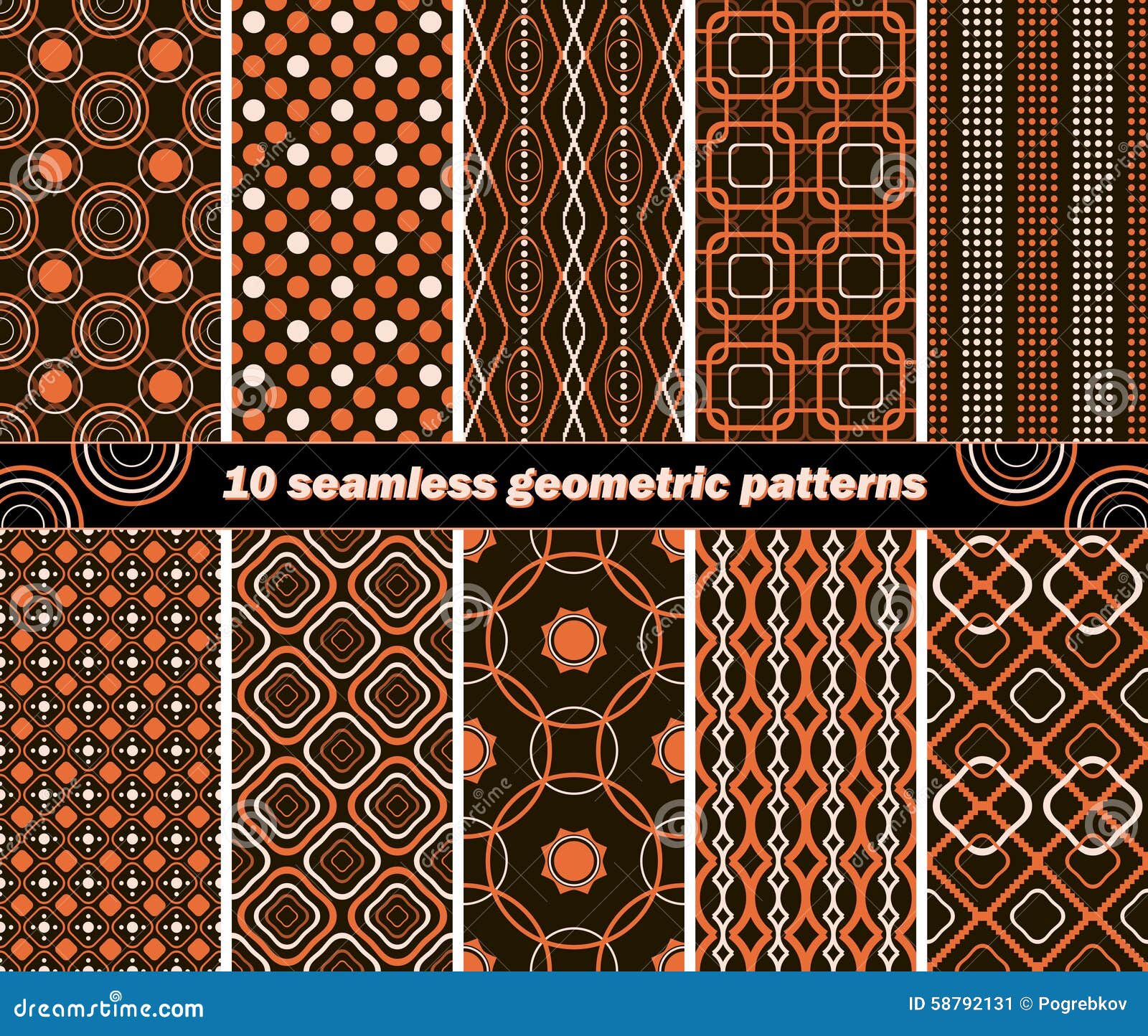 10 Seamless Abstract Geometric Contrasting Patterns Stock Vector ...