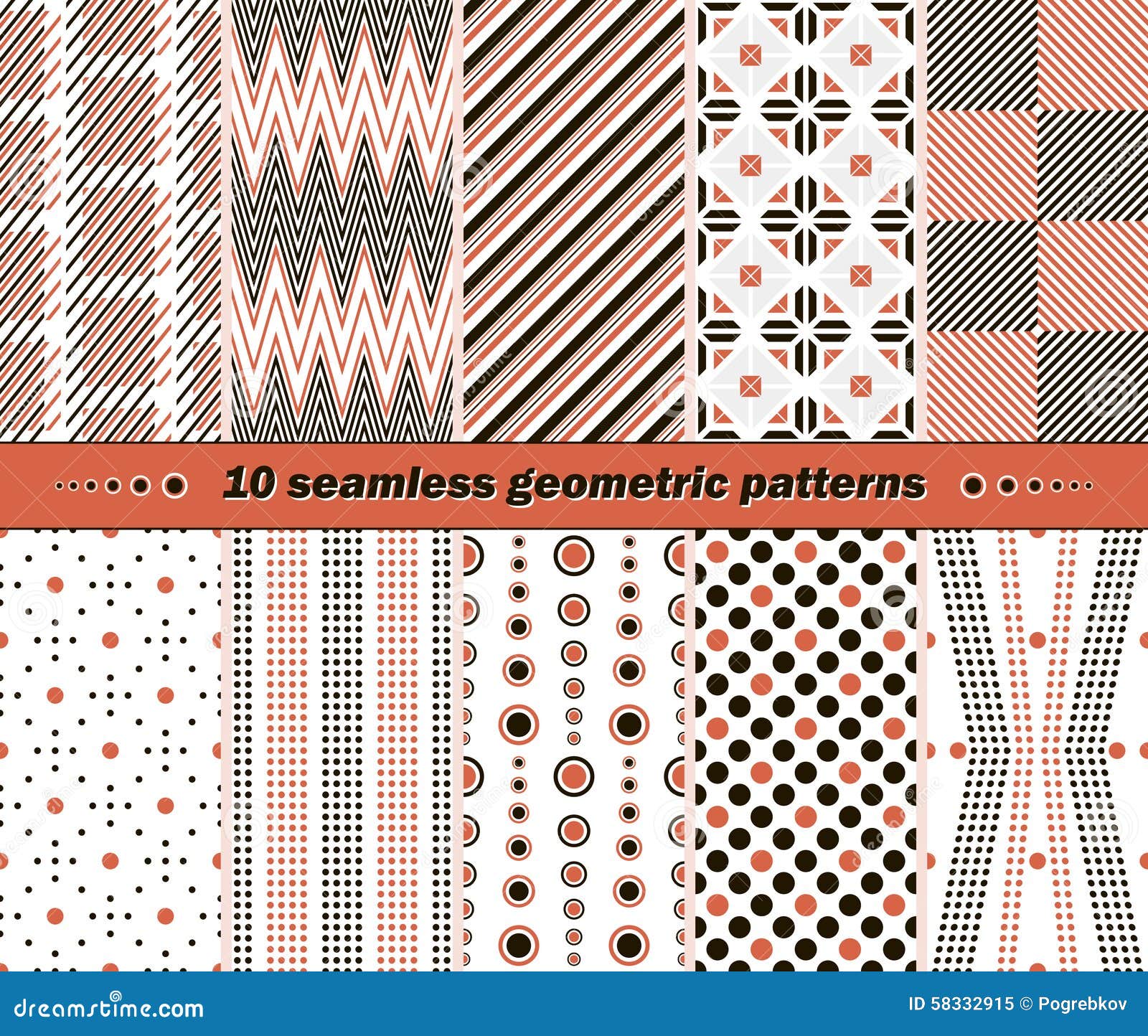 10 Seamless Abstract Geometric Contrasting Patterns Stock Vector ...