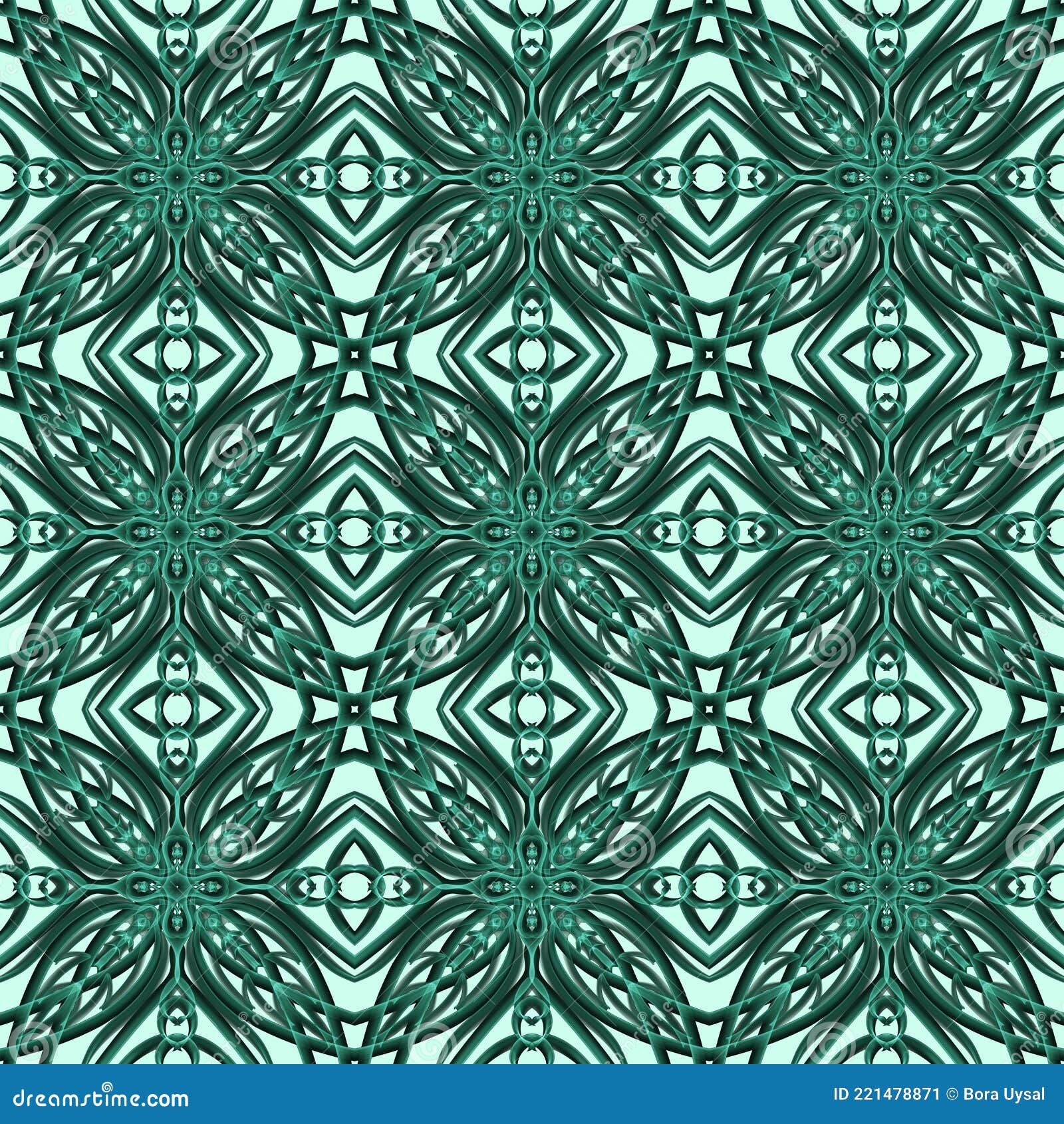 Seamless Abstract Geometric Green Floral Monochrome Surface Pattern