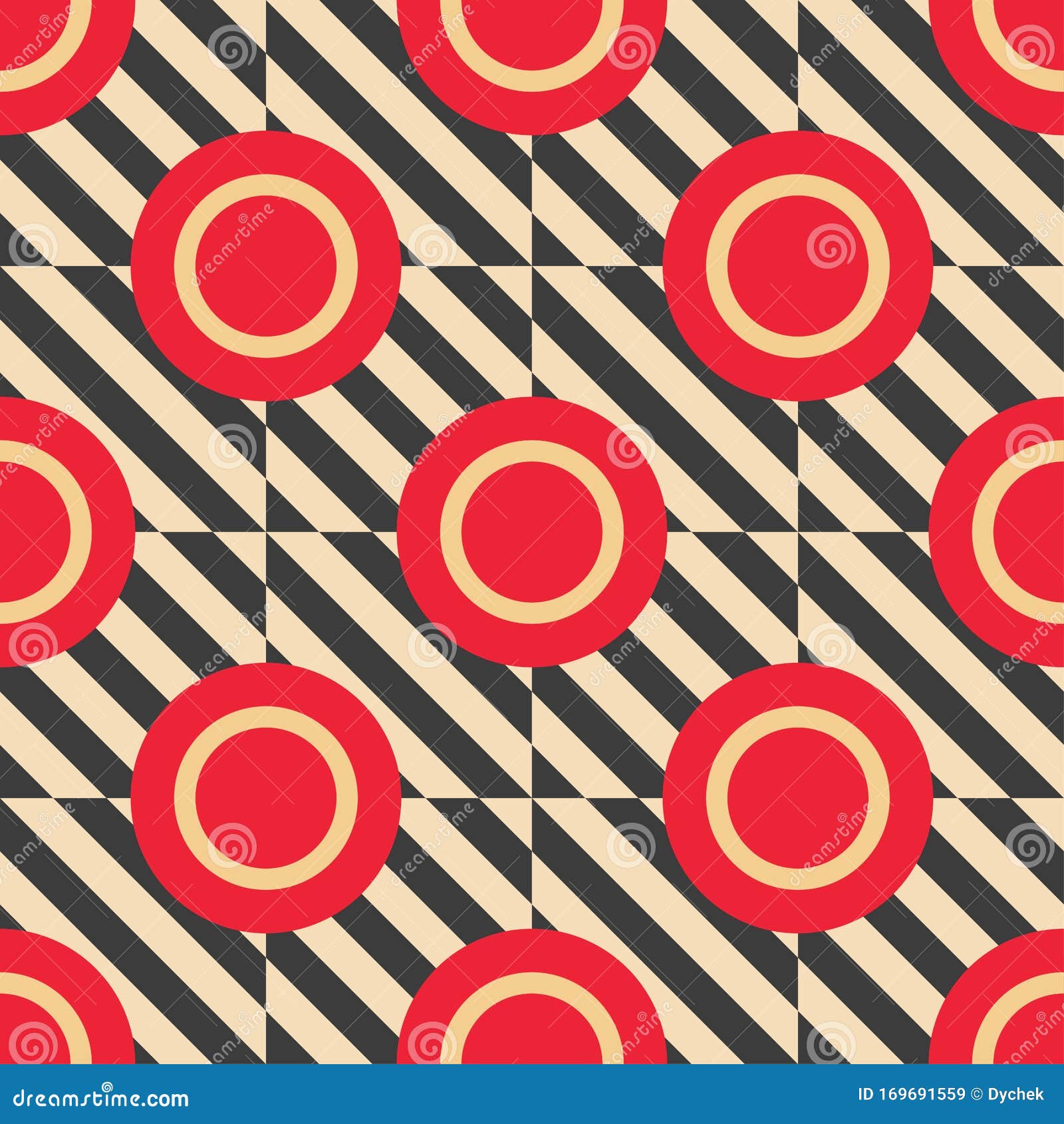 Seamless Abstract Geometric Pattern of Circles and Stripes Stock Vector ...