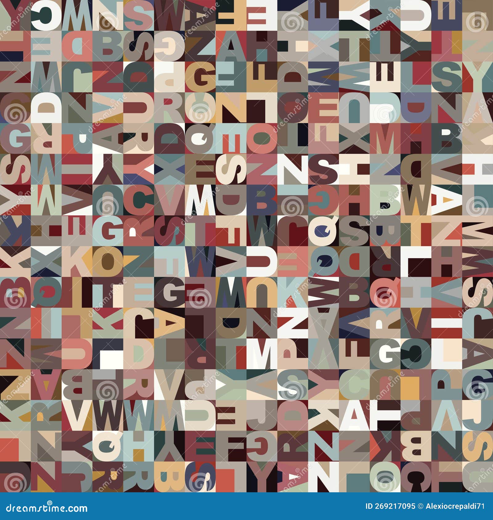 Seamless Abstract Geometric Pattern. Colorful Alphabet Letters in ...