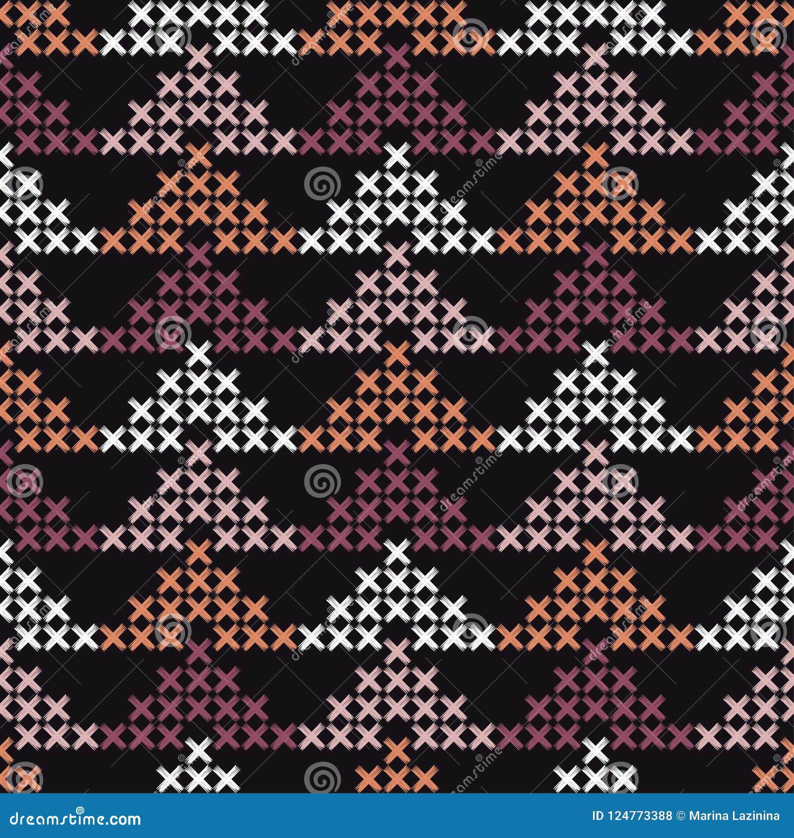 Seamless Abstract Geometric Pattern. Cross-stitch. Mosaic Texture ...