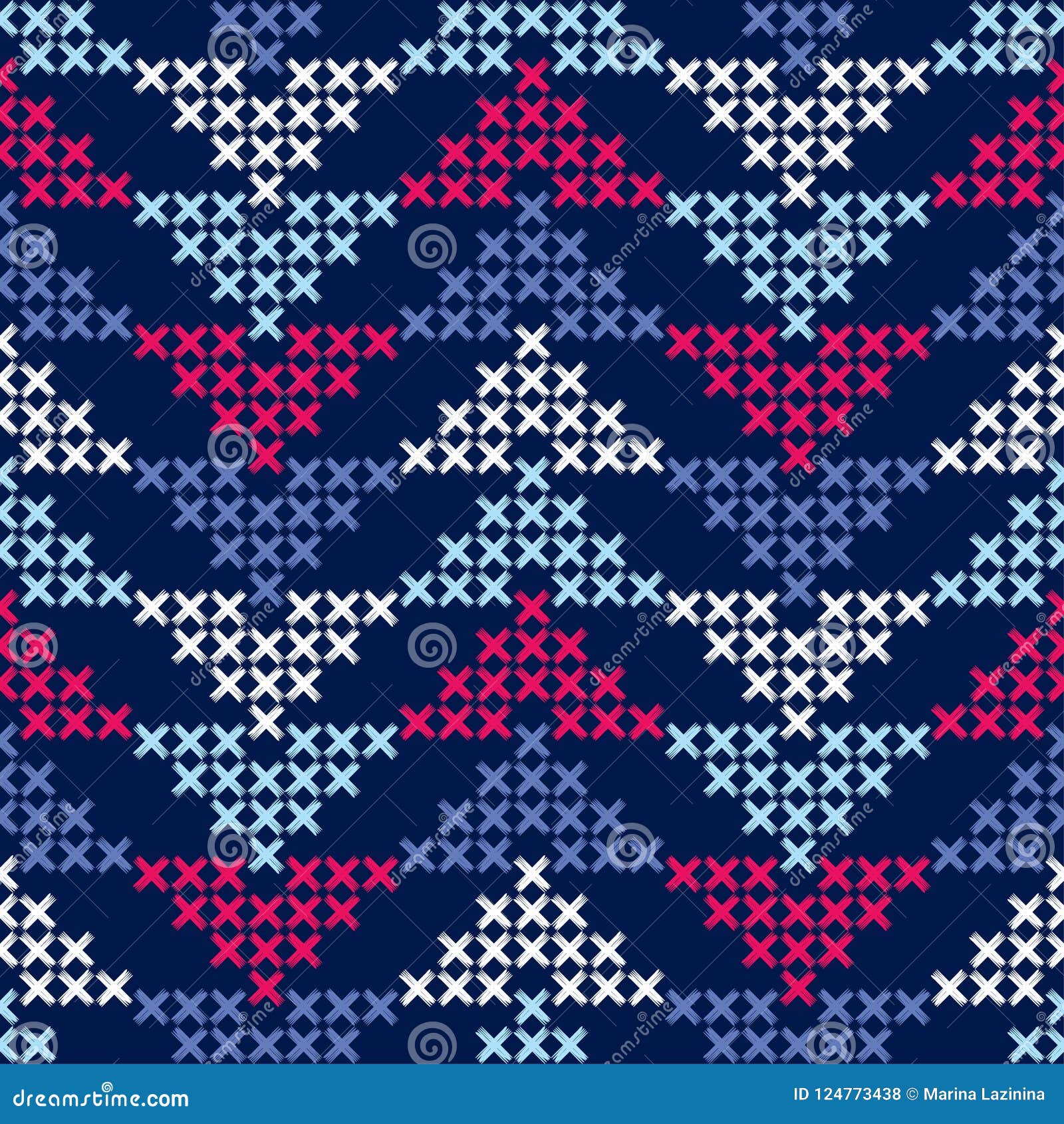 Seamless Abstract Geometric Pattern. Cross-stitch. Mosaic Texture ...