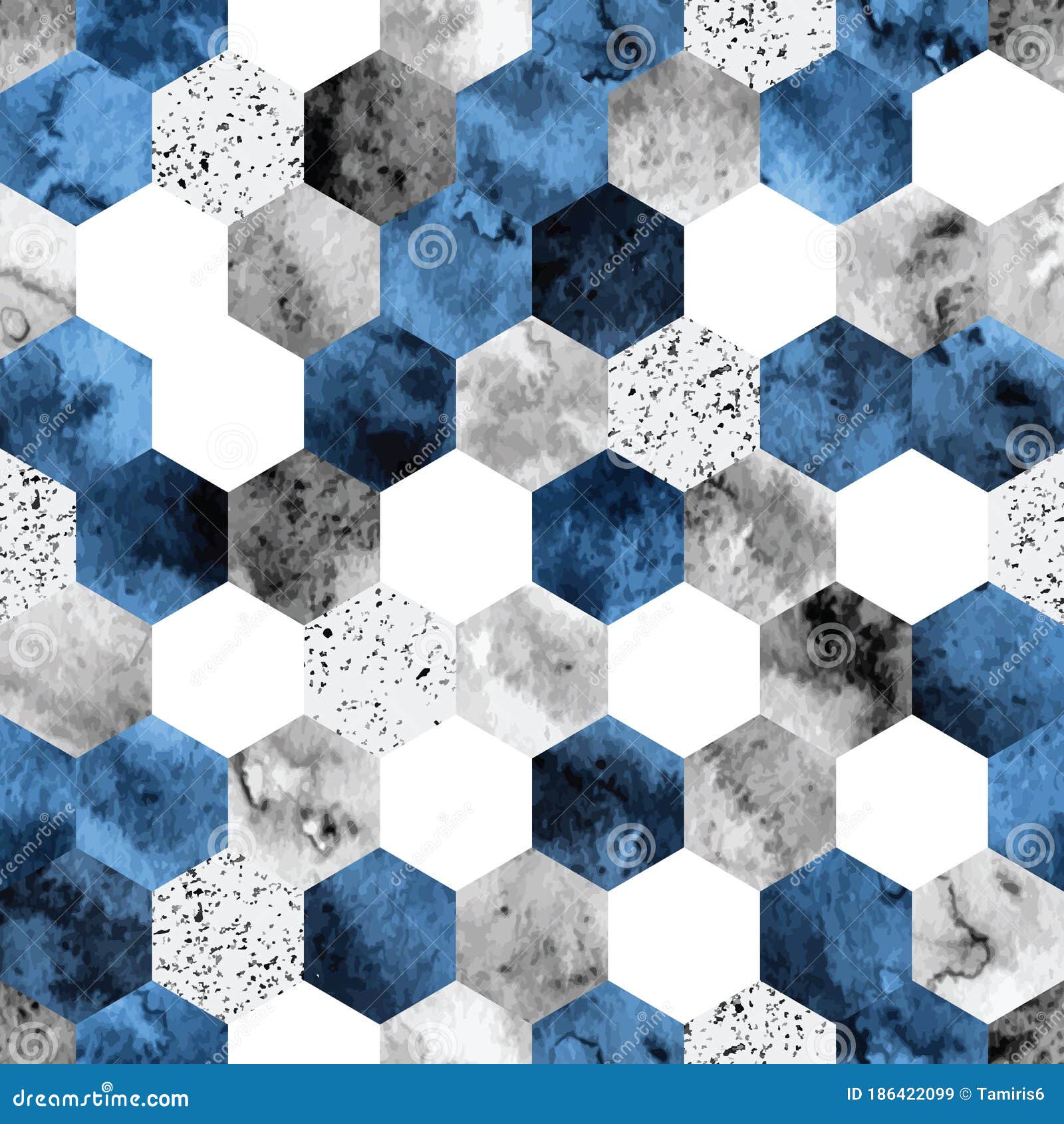 Seamless Abstract Geometric Pattern with Gray and Deep Blue Watercolor ...