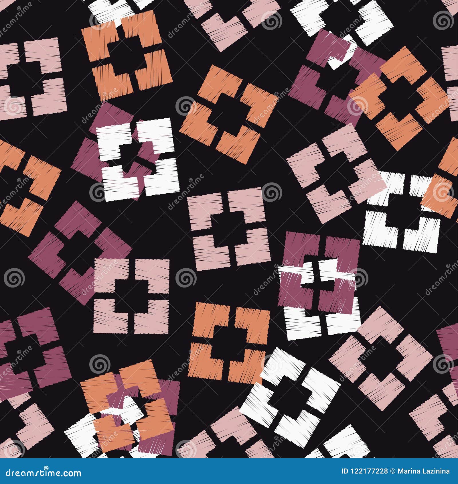 Seamless Abstract Geometric Pattern. Mosaic Texture. Brushwork. Hand ...