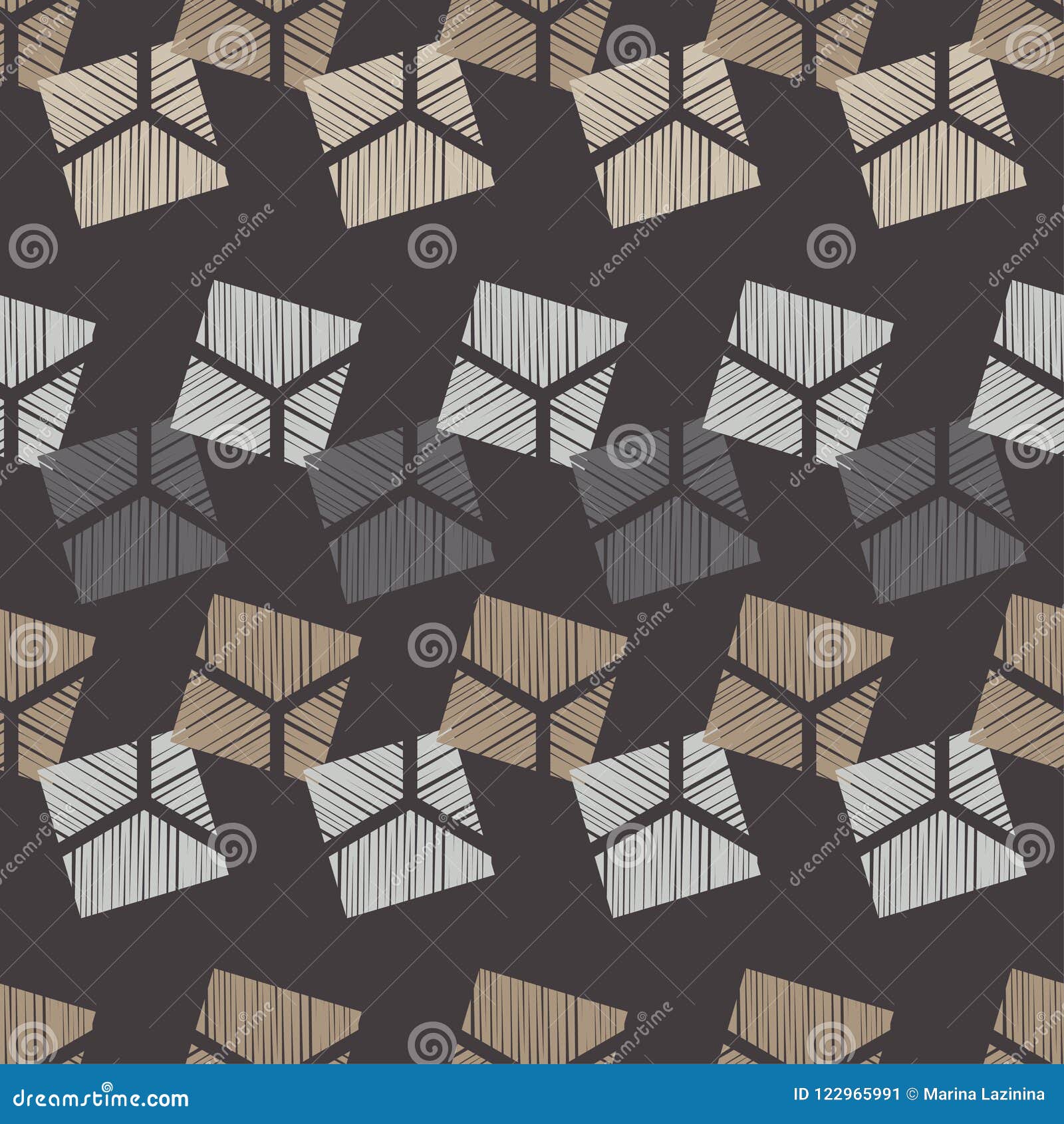 Seamless Abstract Geometric Pattern. Mosaic Texture. Brushwork. Hand ...