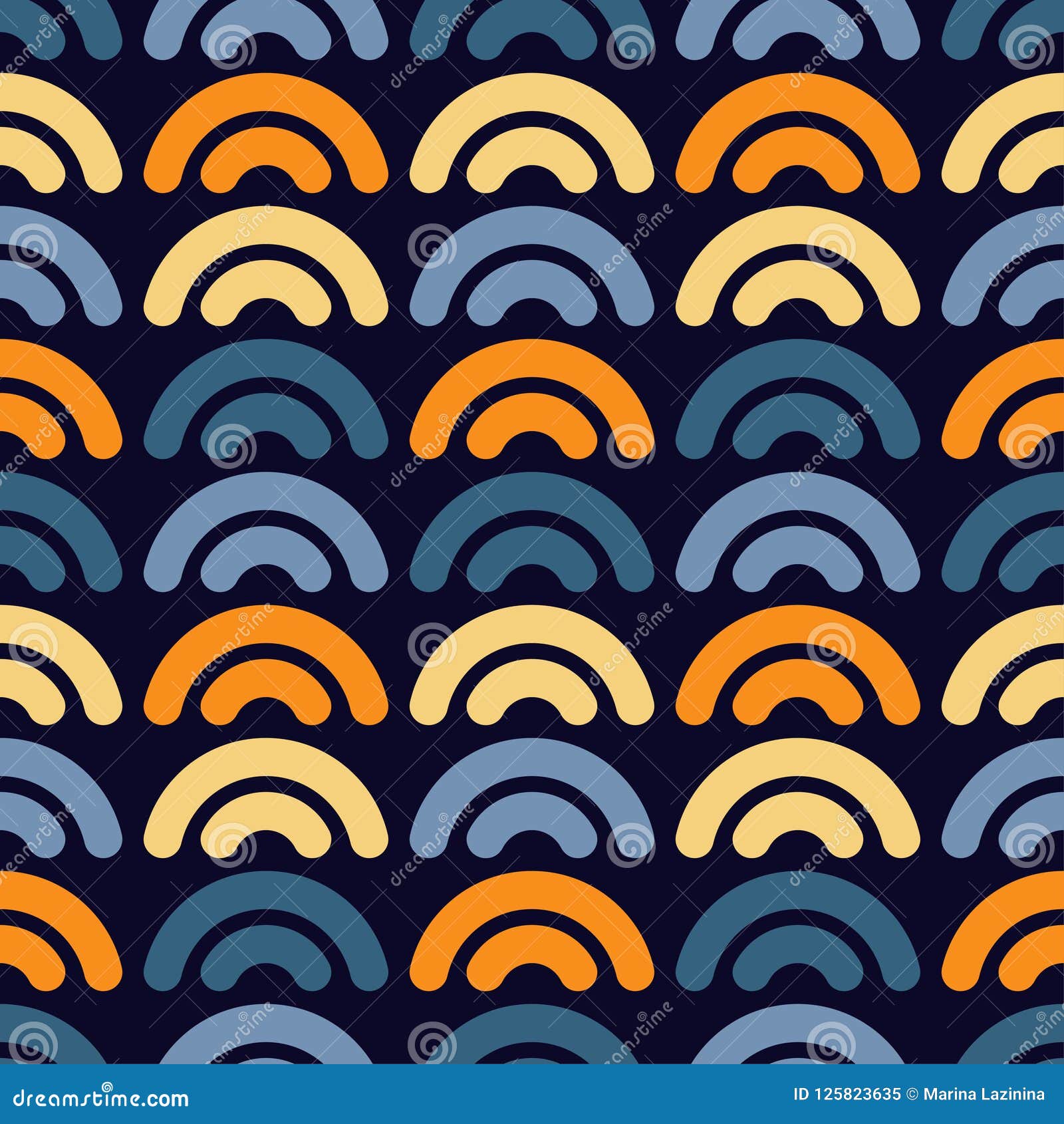 Seamless Abstract Geometric Pattern. Mosaic Texture. Semicircle. Wave ...