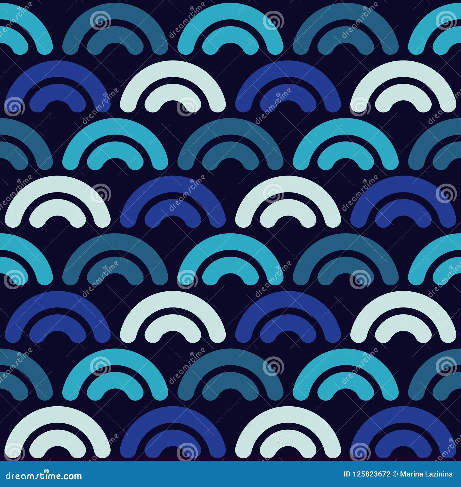 Seamless Abstract Geometric Pattern. Mosaic Texture. Semicircle. Wave ...