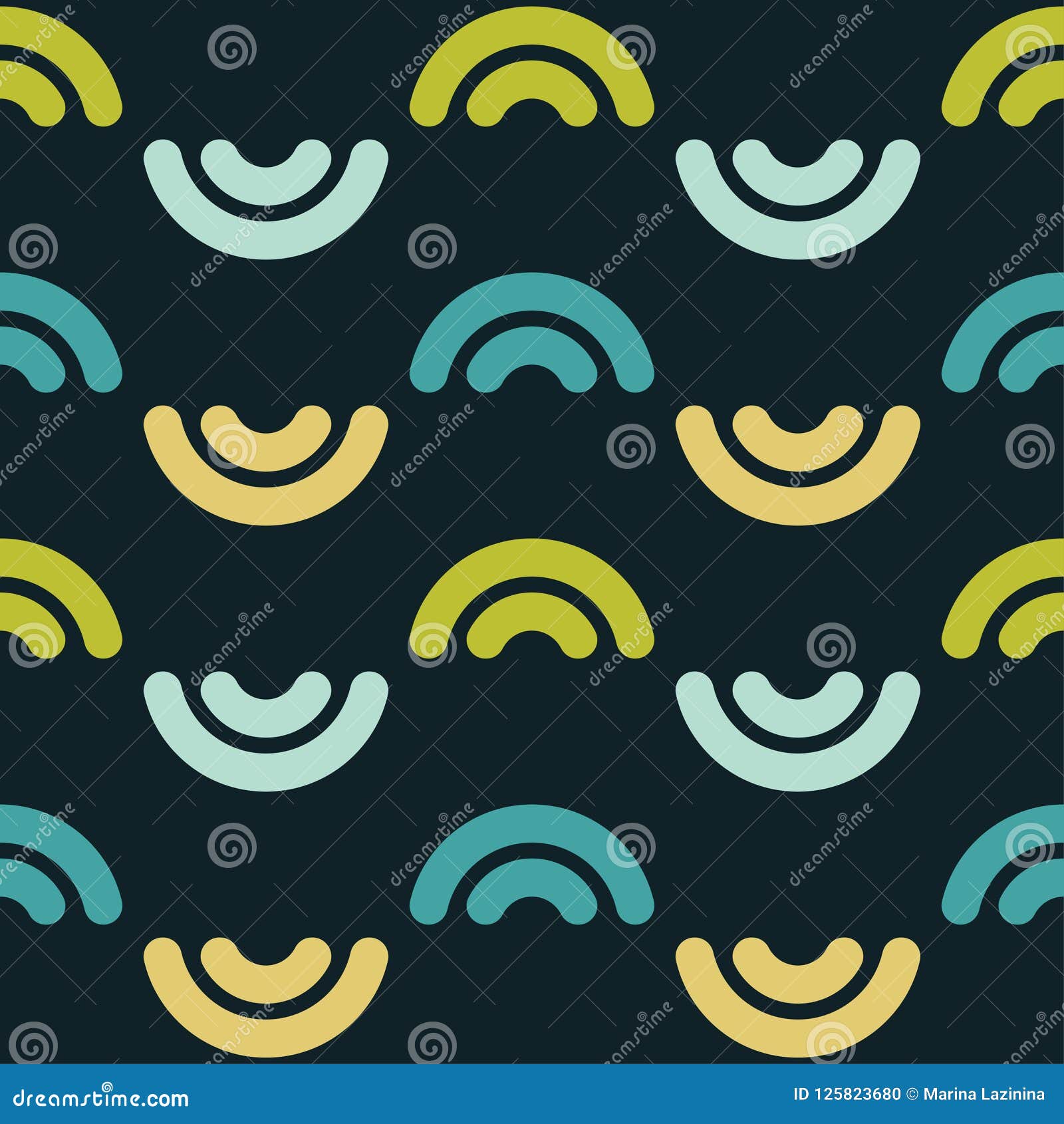 Seamless Abstract Geometric Pattern. Mosaic Texture. Semicircle. Wave ...