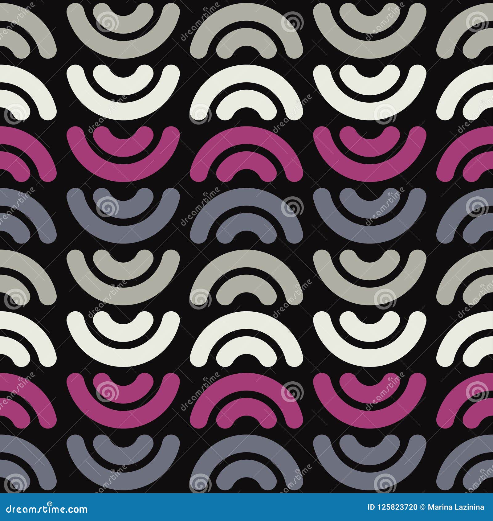 Seamless Abstract Geometric Pattern. Mosaic Texture. Semicircle. Wave ...