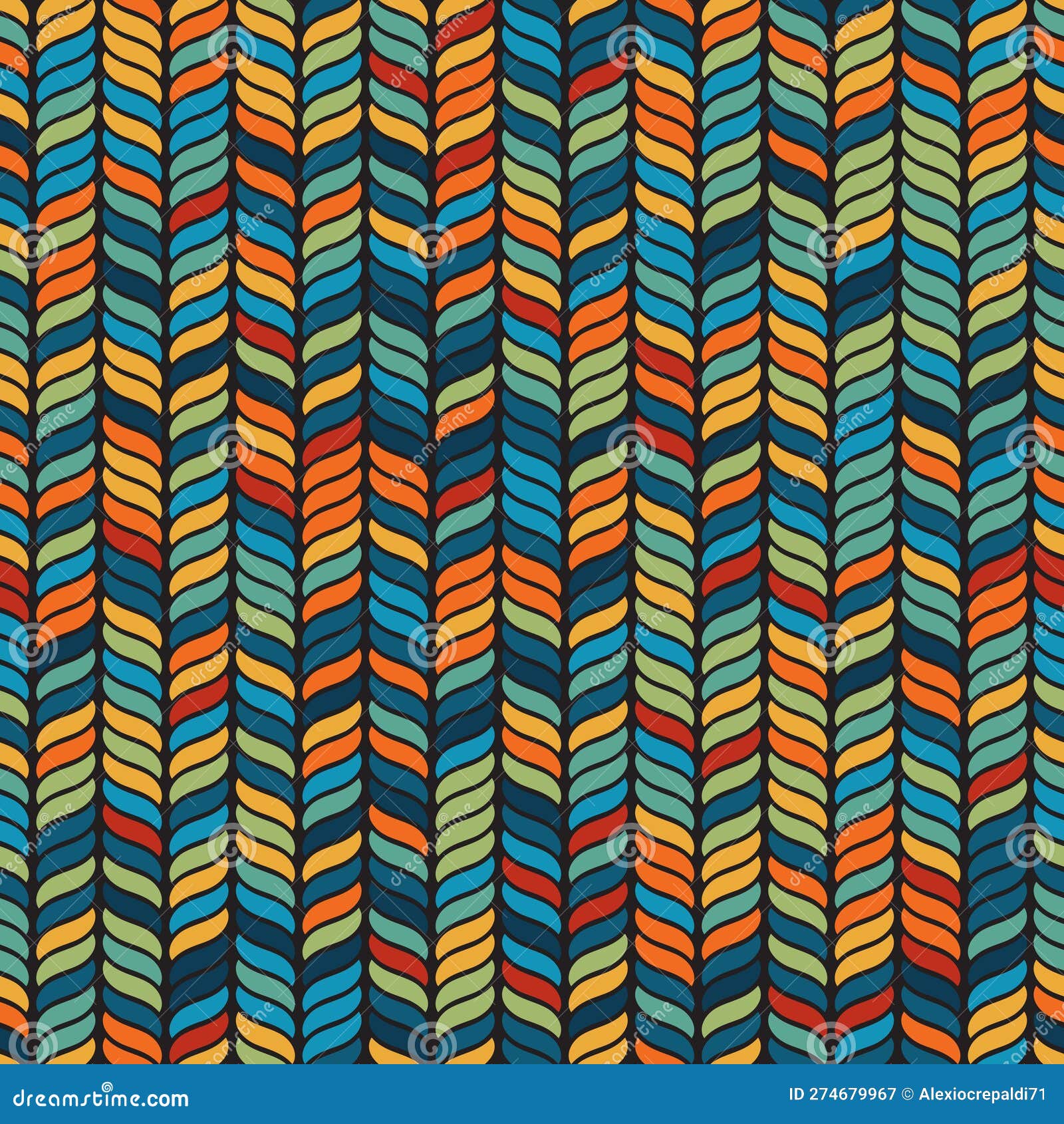Seamless Abstract Geometric Pattern with Multicolored Vertical Ropes on ...