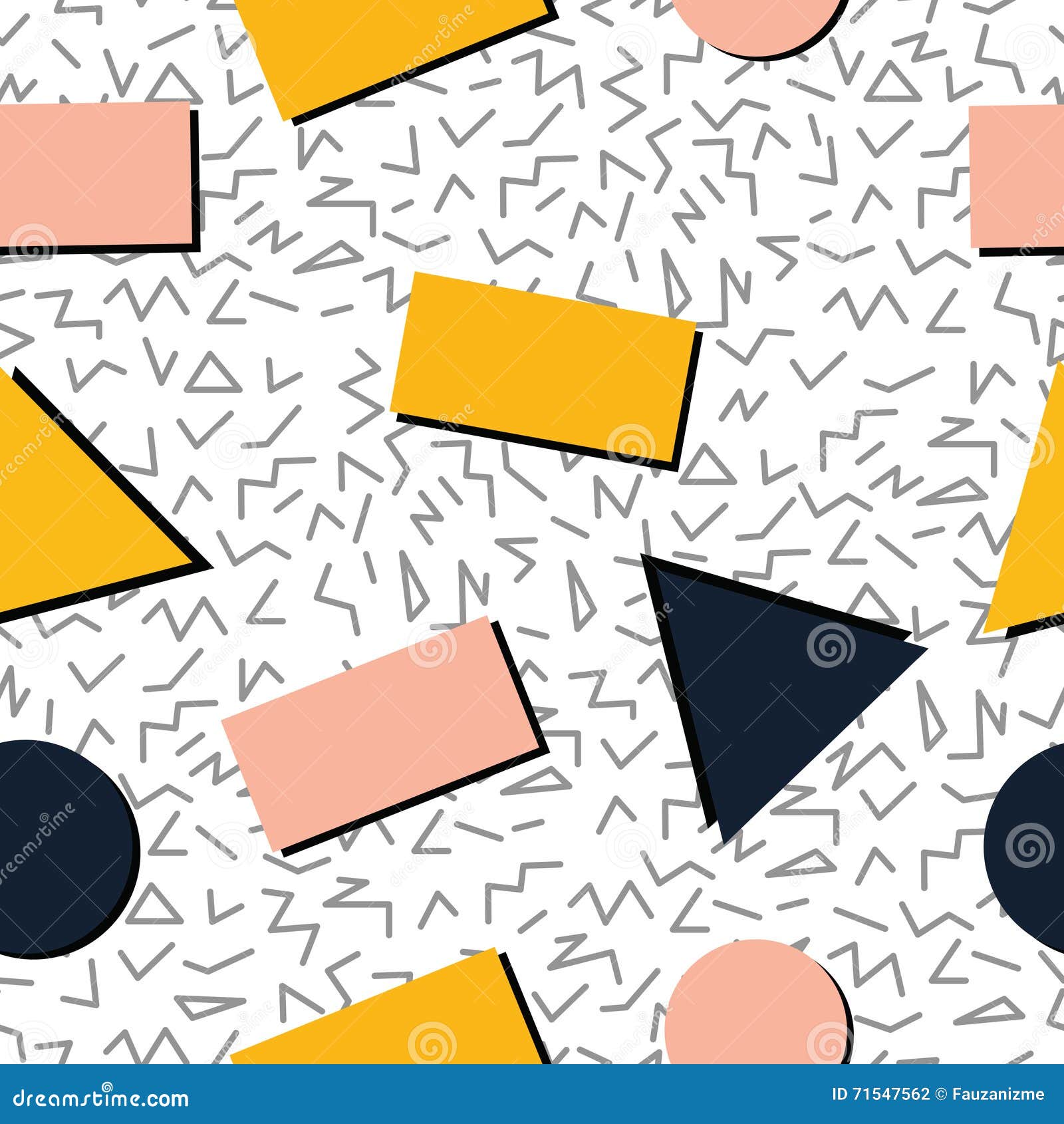 Seamless Abstract Geometric Pattern in Retro Memphis Style Stock Vector ...