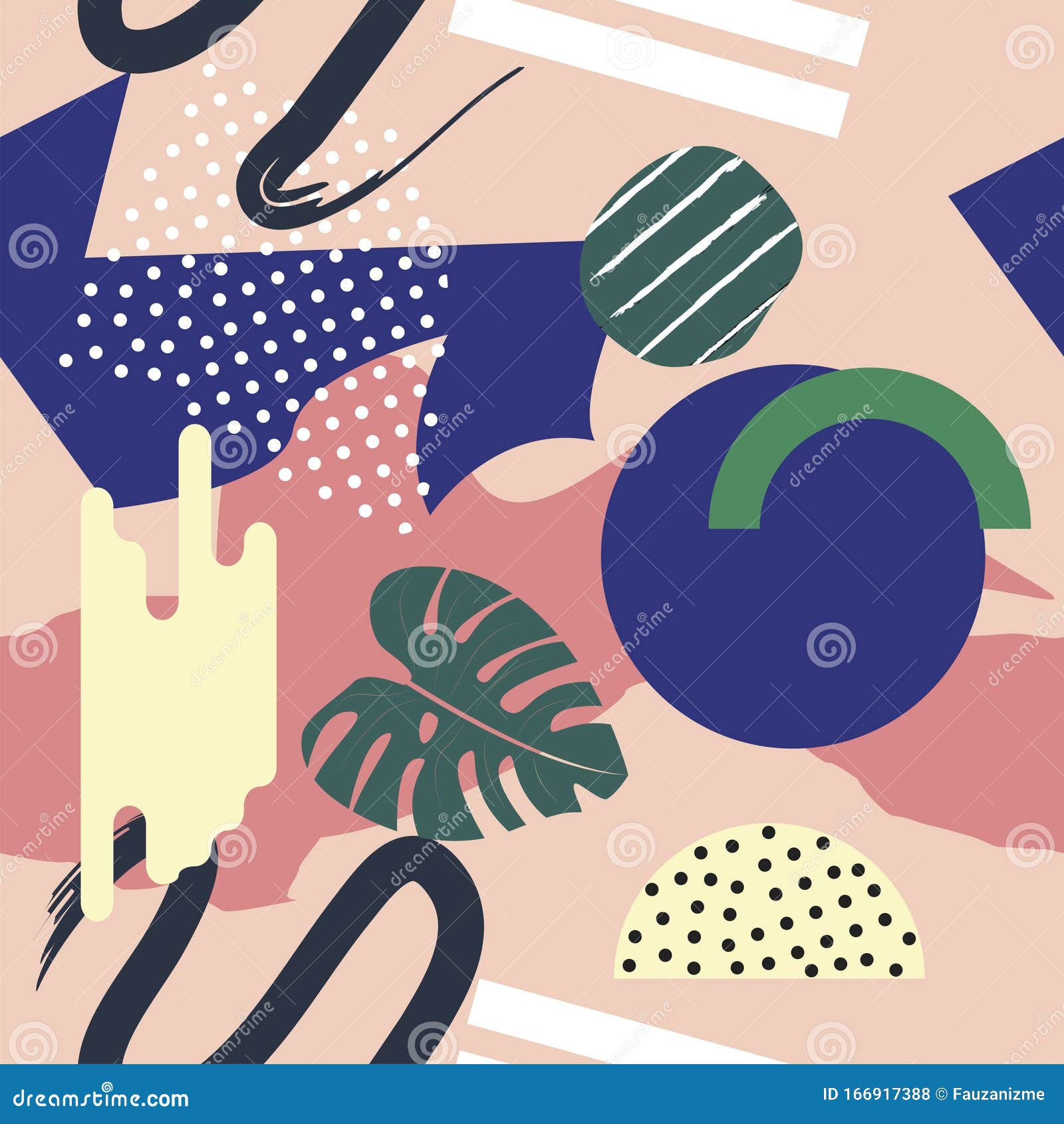 Seamless Abstract Geometric Pattern in Retro Memphis Style 向量例证 - 插画 包括 ...