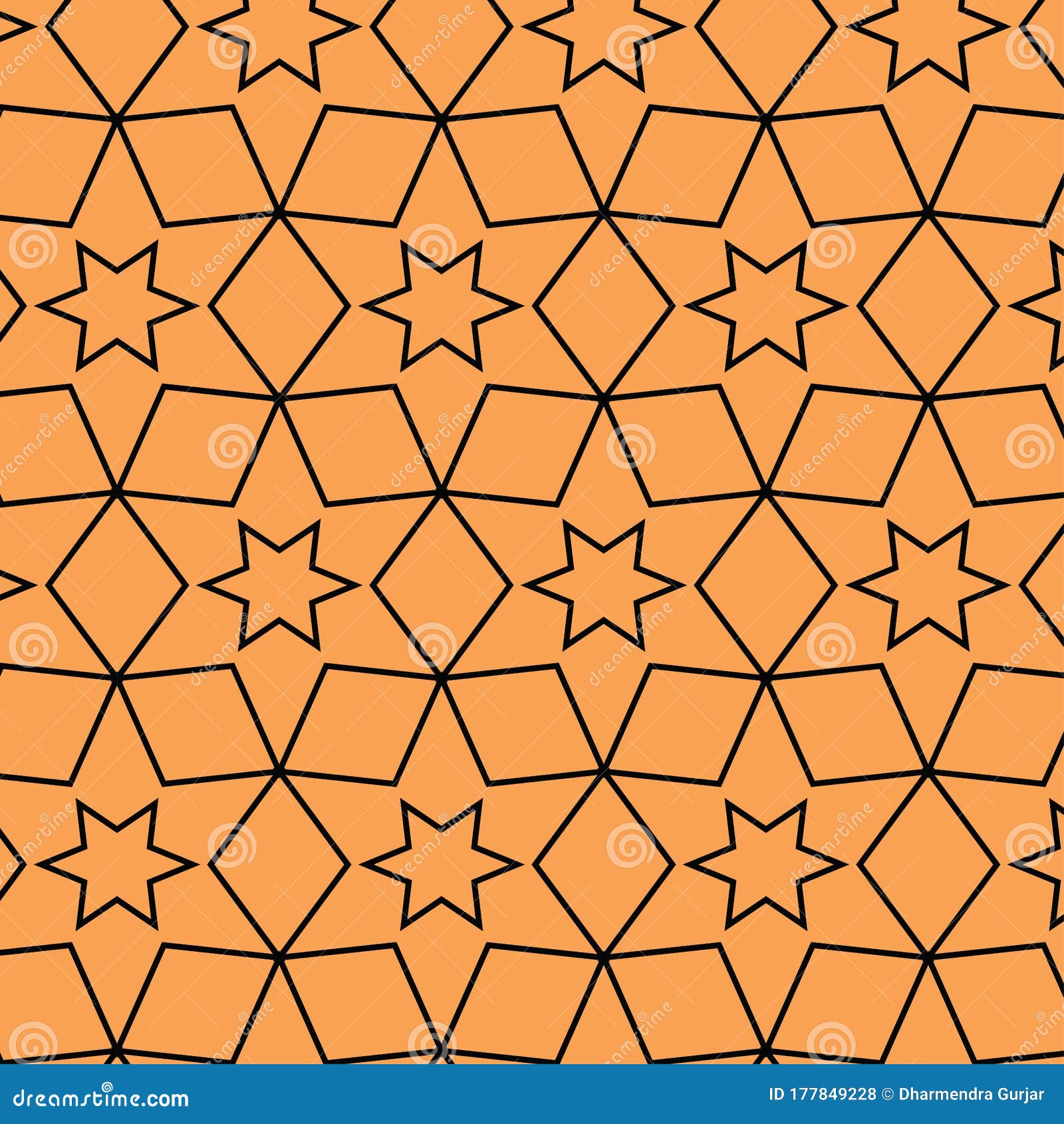 Seamless Abstract Geometric Pattern on Retro Orange Background. Made ...