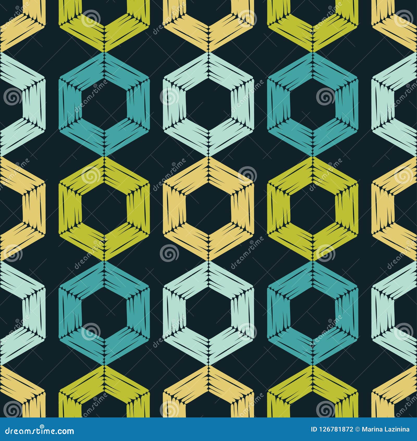Seamless Abstract Geometric Pattern. Shapes of Hexagons. Mosaic Texture ...