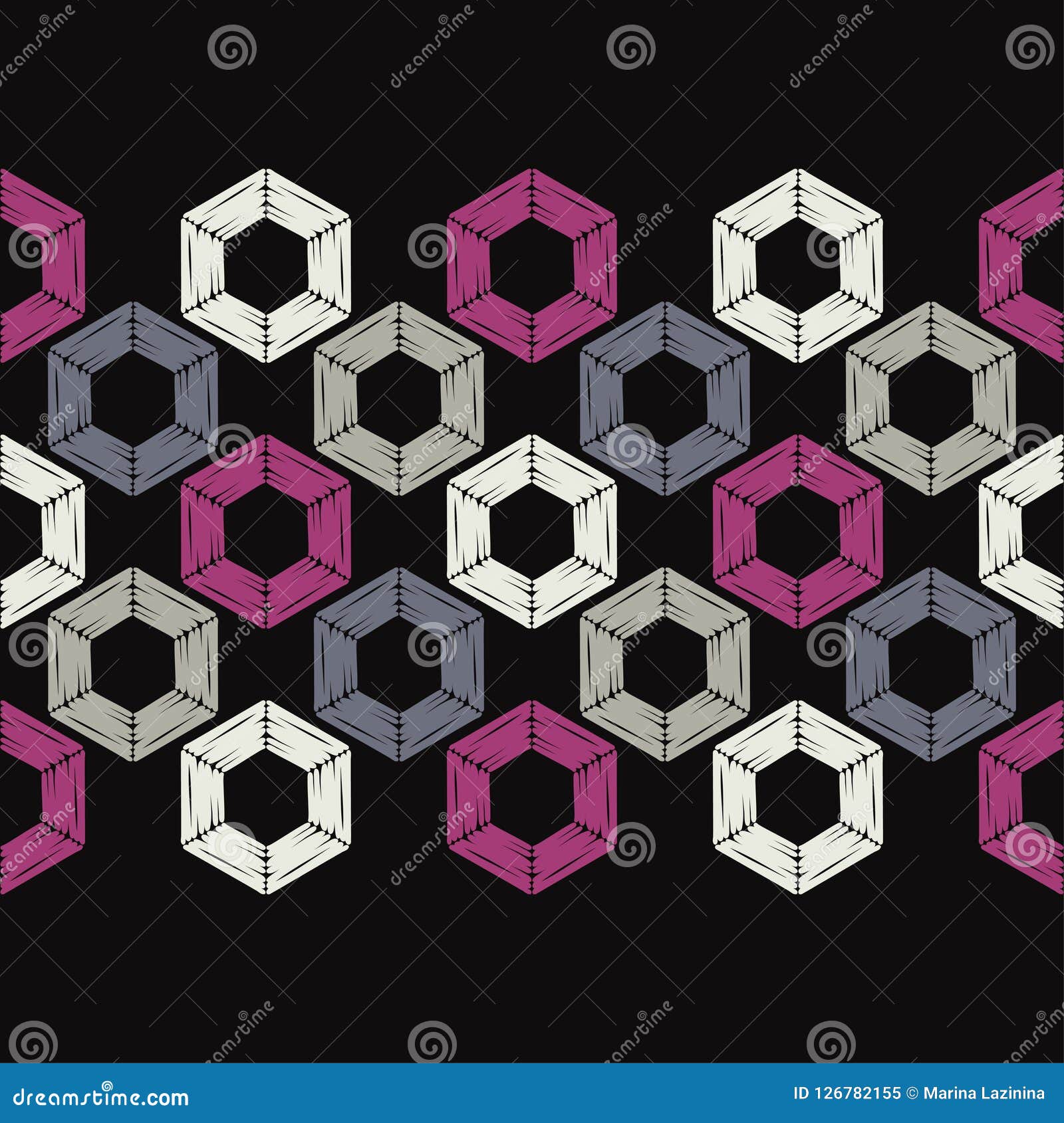 Seamless Abstract Geometric Pattern. Shapes of Hexagons. Mosaic Texture ...