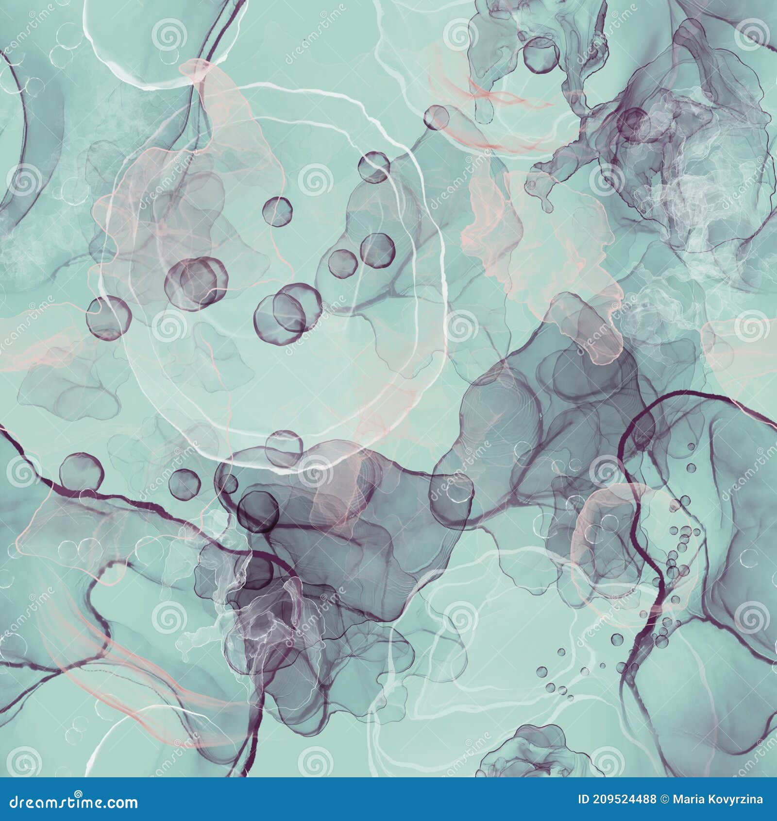 Mint Abstraction Fluid Art Technique Stock Illustration - Illustration ...